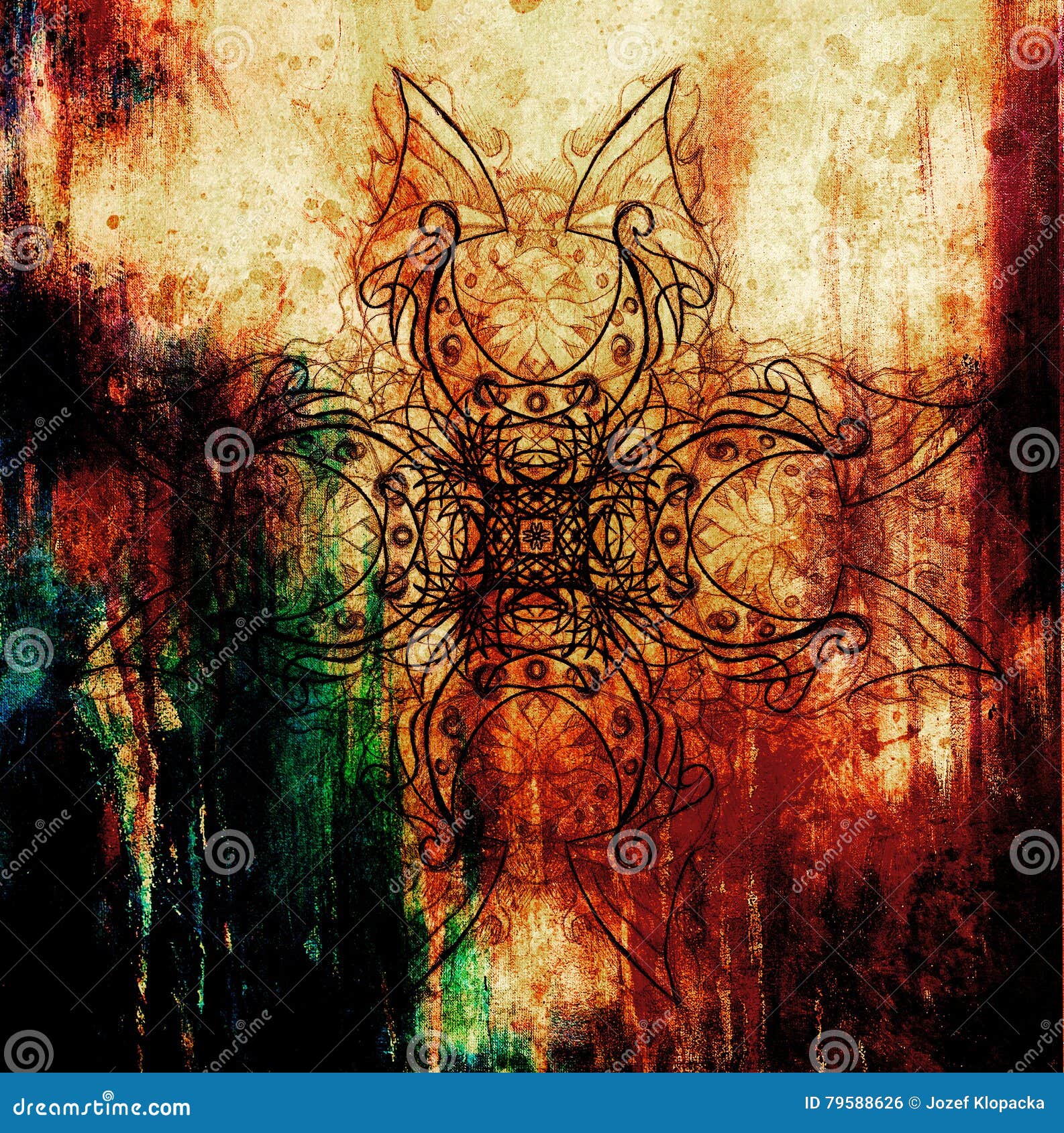 Ornamental Mandala. Original Hand Draw and Computer Collage. Stock ...