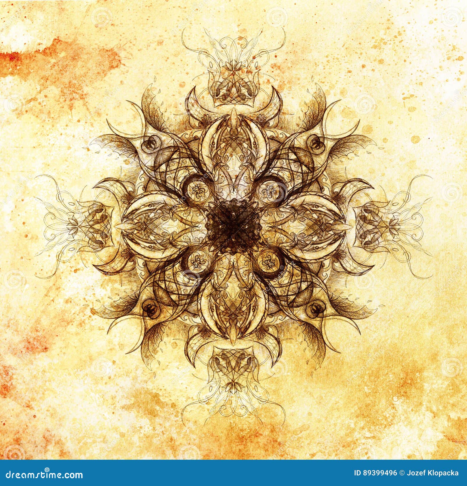 Ornamental Mandala. Original Hand Draw and Computer Collage. Stock ...