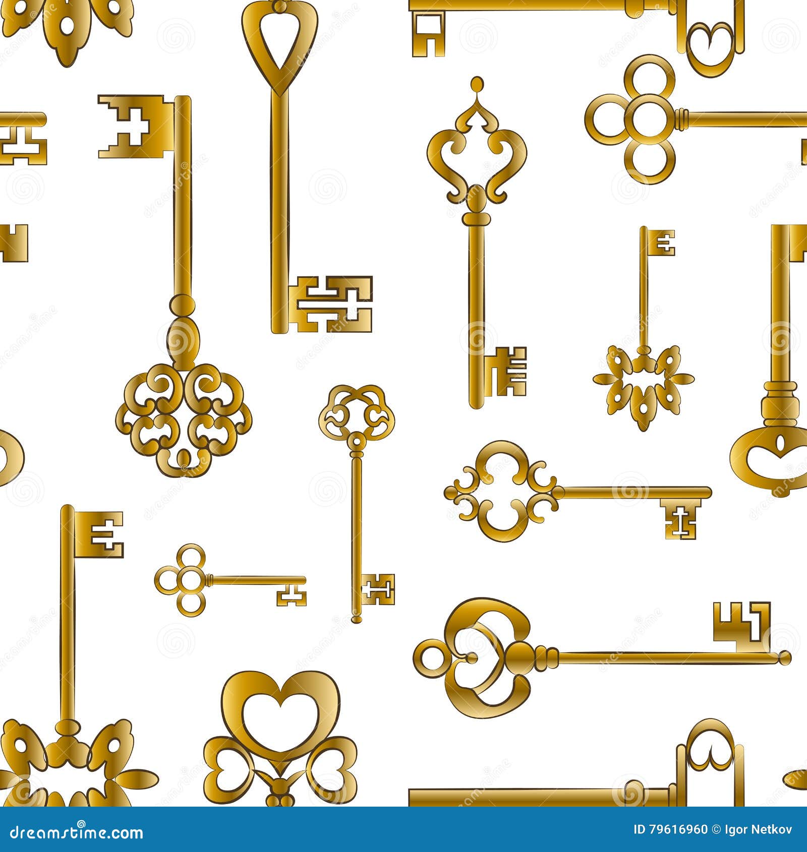 Ornamental Medieval Vintage Keys Pattern Stock Vector - Illustration of ...