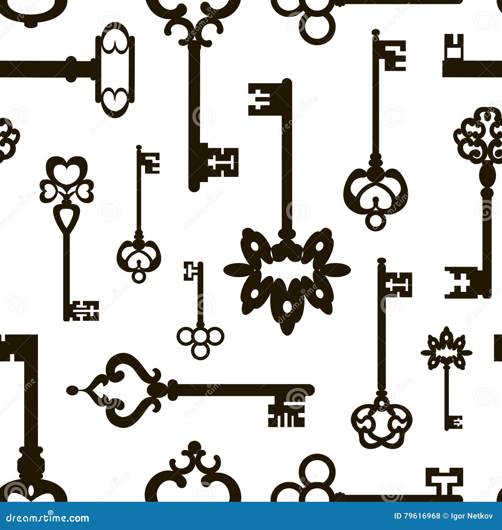 Ornamental Medieval Vintage Keys Pattern Stock Vector - Illustration of ...