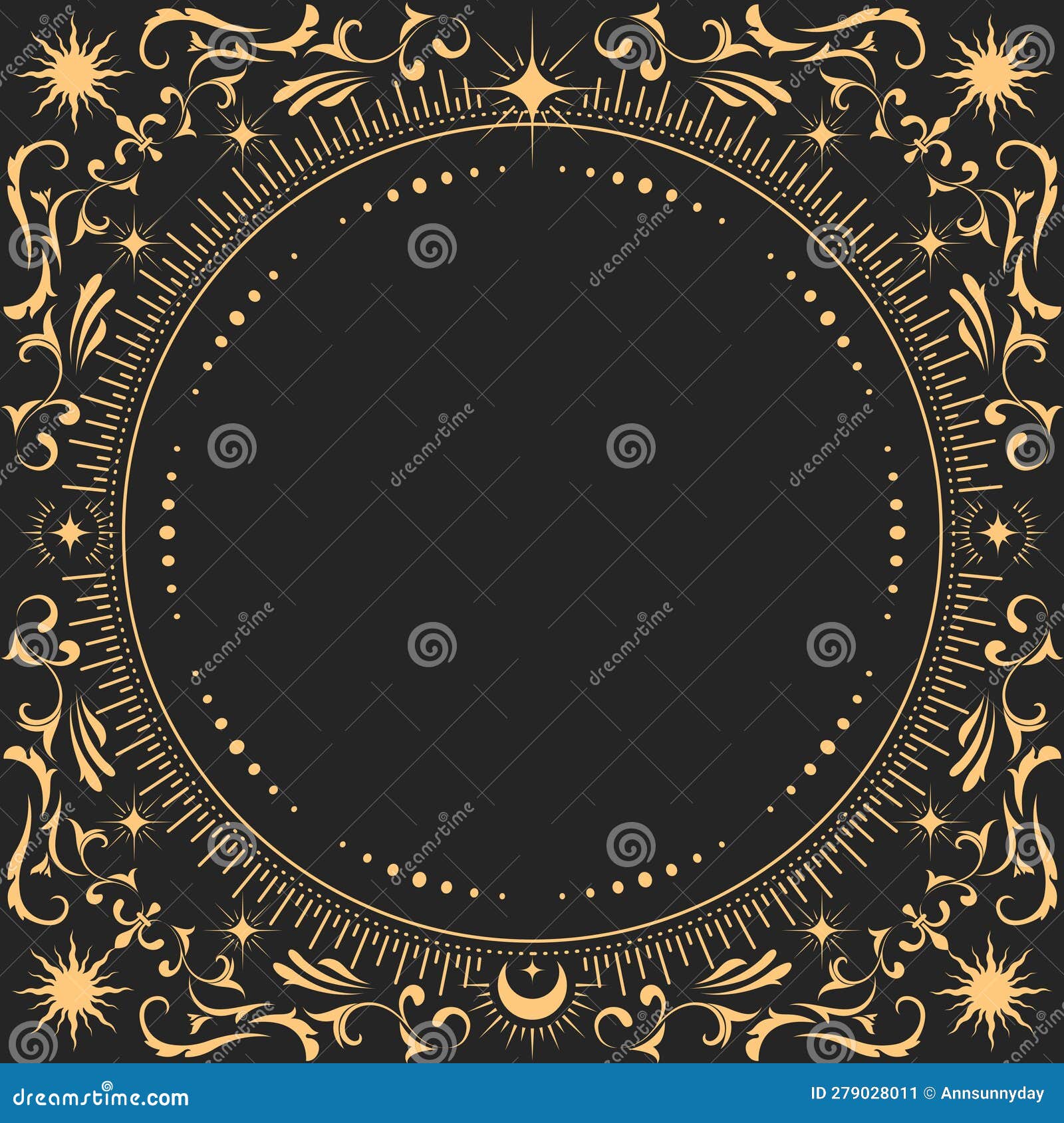 Ornamental Mystic Round Frame with Fancy Pattern, Tarot Magic and ...