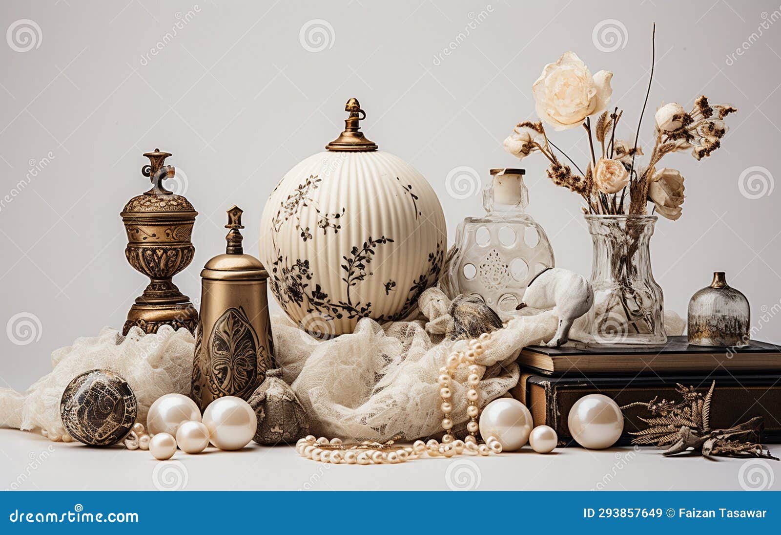 Ornamental Objects Against a White Backdrop -Generative Ai Stock Image ...