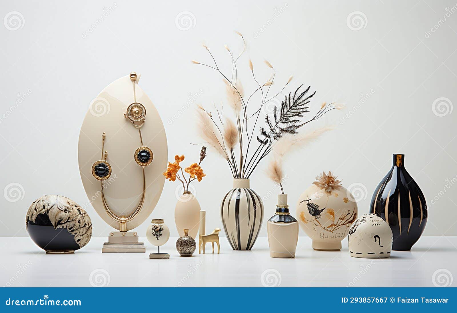 Ornamental Objects Against a White Backdrop -Generative Ai Stock ...