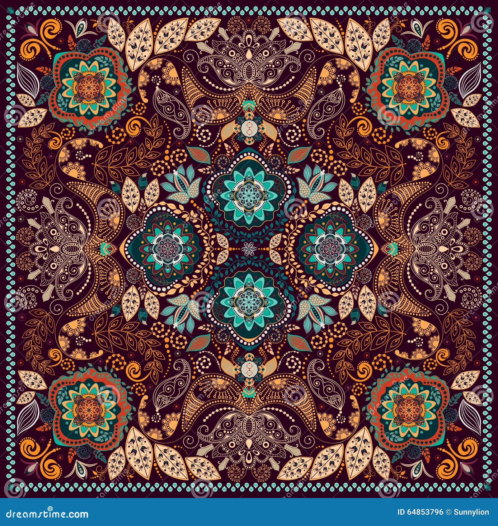 Ornamental Paisley Pattern, Design for Pocket Square Stock Vector ...