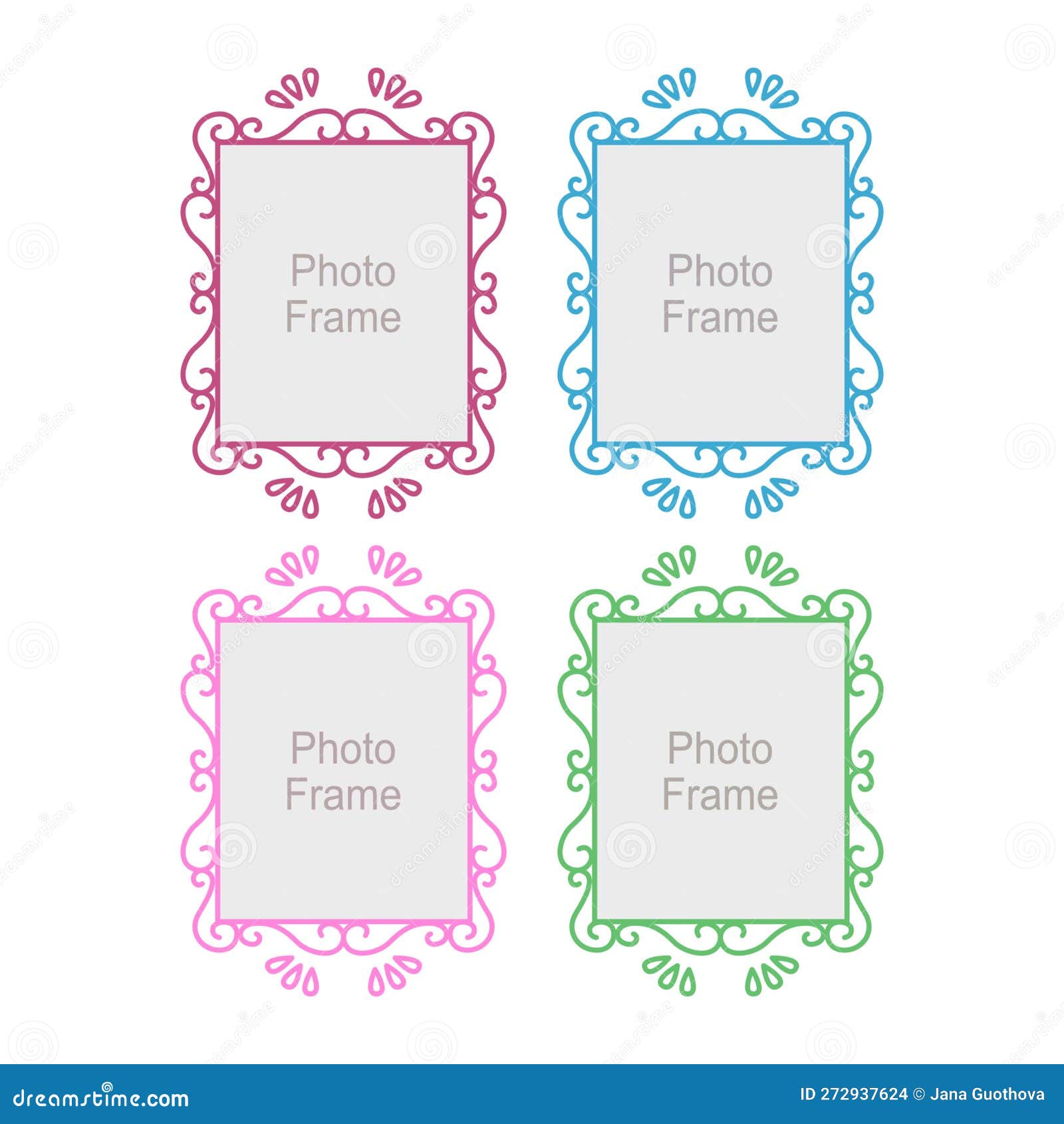 Ornamental Photo Frames Colored Collection Stock Vector - Illustration ...