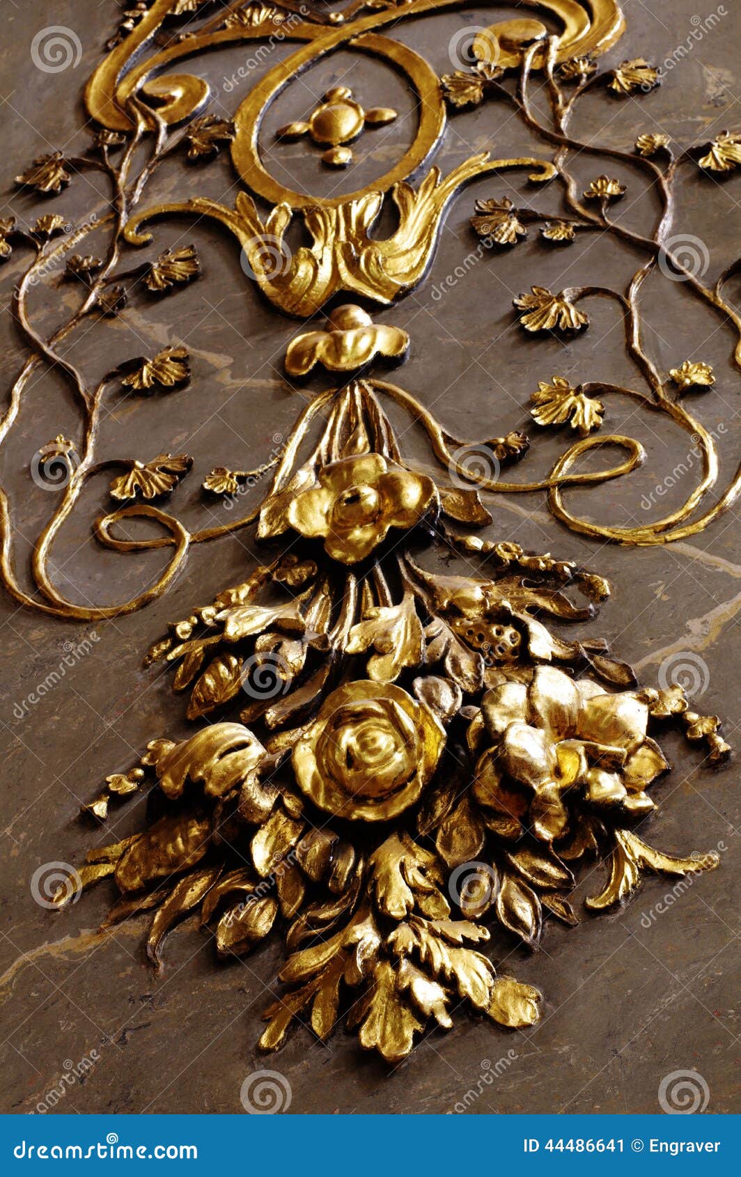 Ornamental Plant Gold Wall 2 Stock Image - Image of aged, design: 44486641