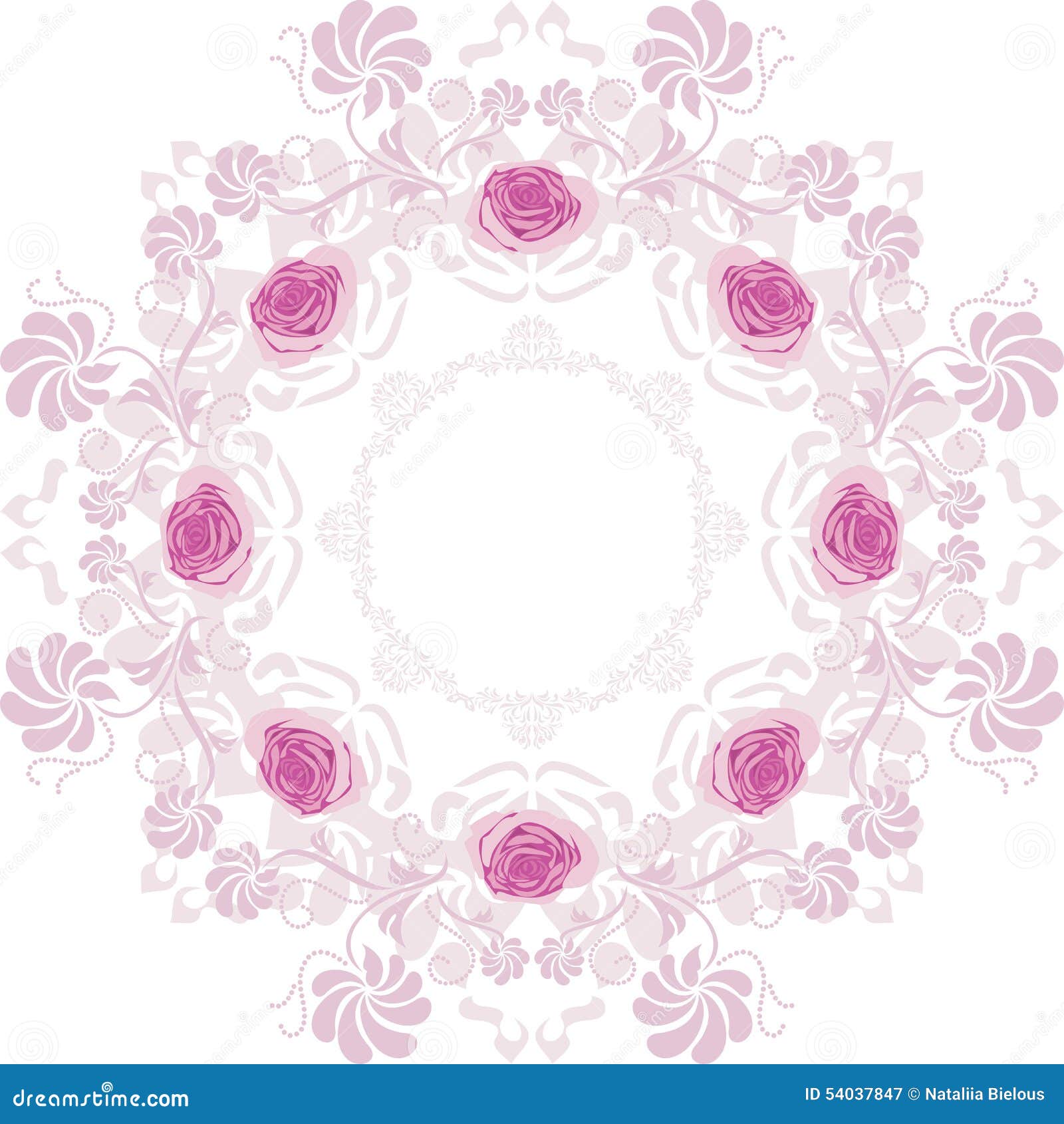 Ornamental Purple Circular Element with Roses Stock Vector ...
