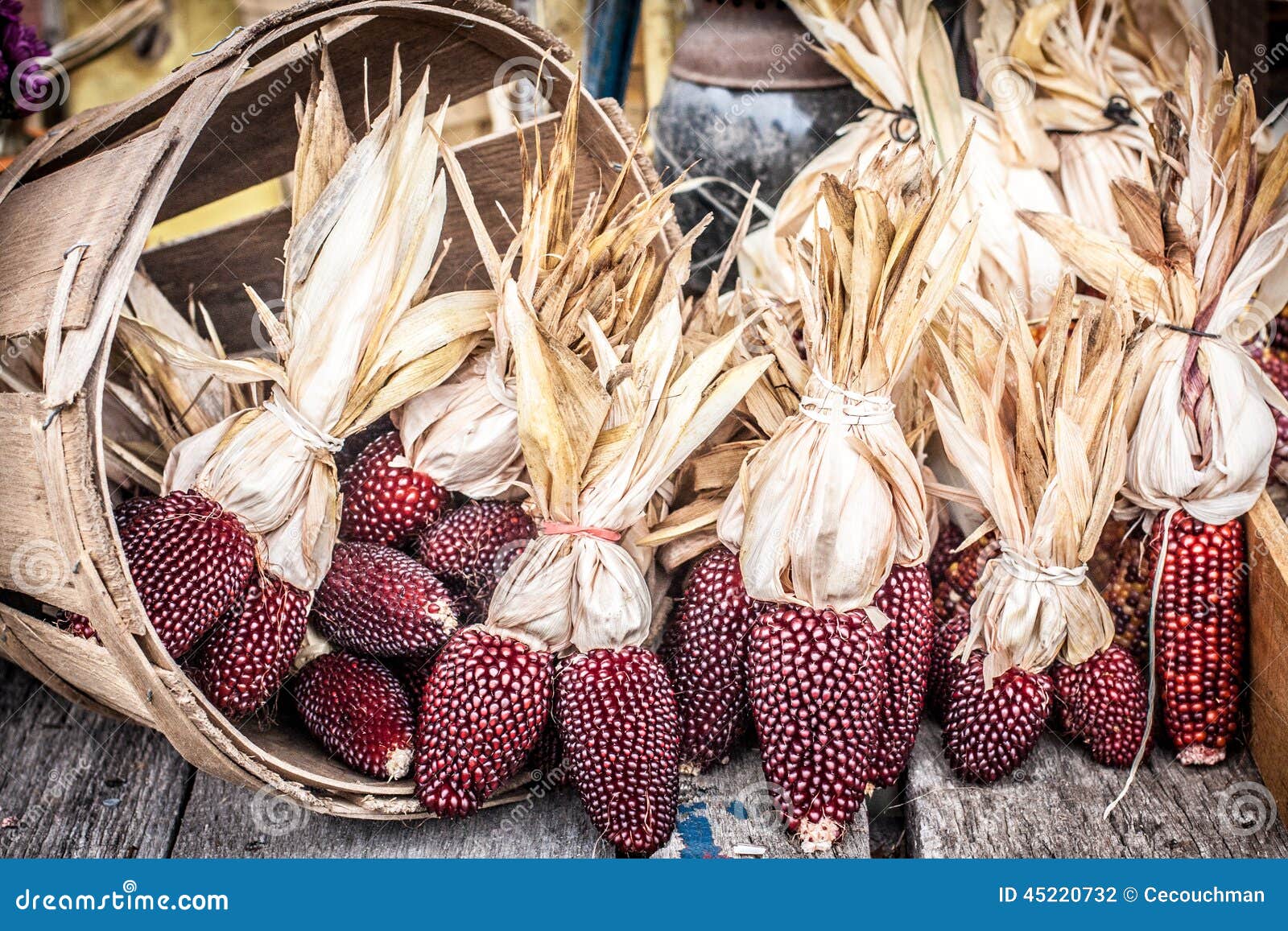 Ornamental Red Corn and Basket Stock Photo - Image of group, corn: 45220732