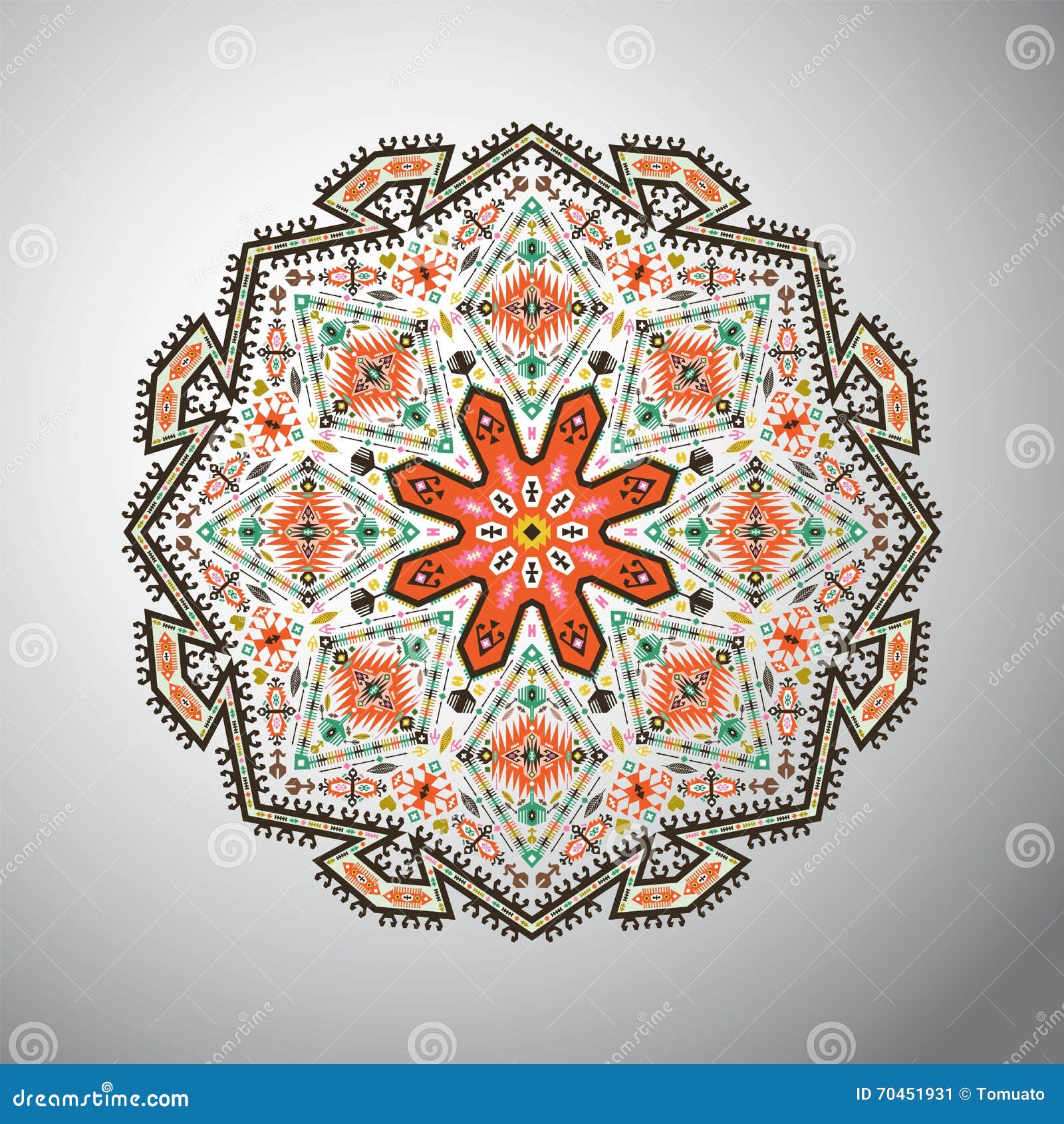 Ornamental Round Colorful Geometric Pattern in Aztec Style Stock Vector ...