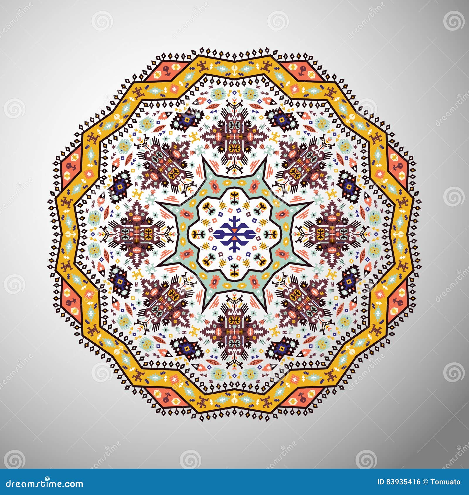 Ornamental Round Colorful Geometric Pattern in Aztec Style Stock Vector ...