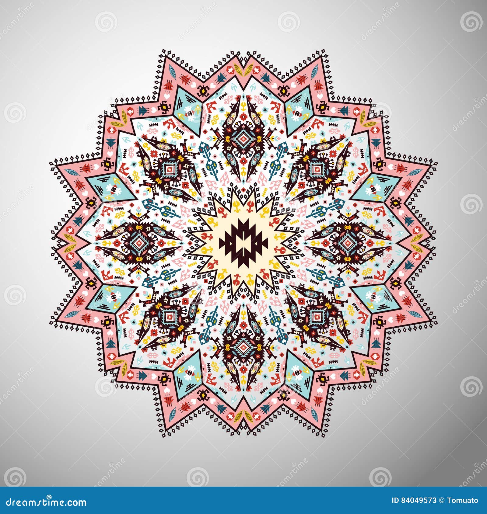 Ornamental Round Colorful Geometric Pattern in Aztec Style Stock Vector ...