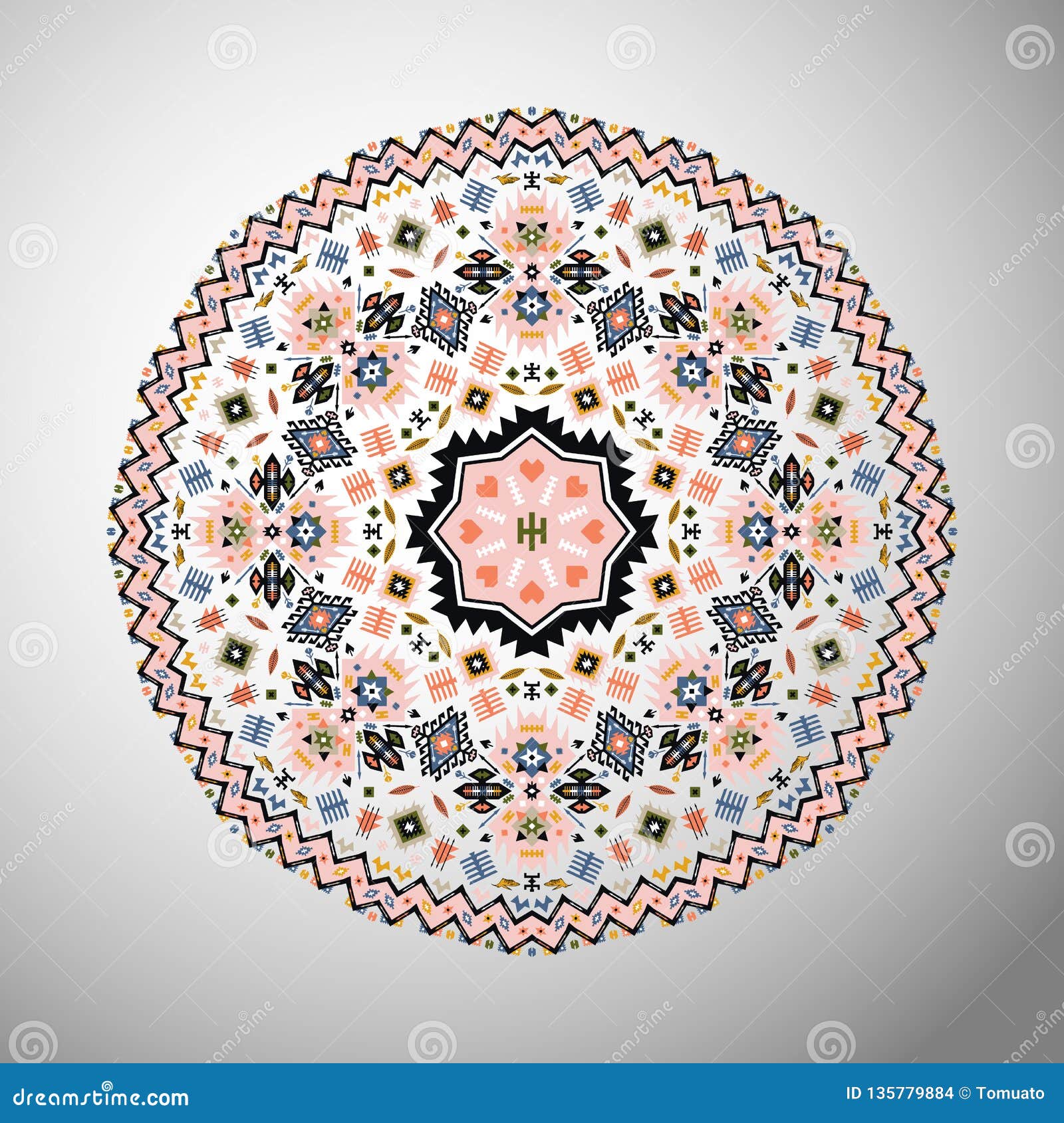 Ornamental Round Colorful Geometric Pattern in Aztec Style Stock Vector ...