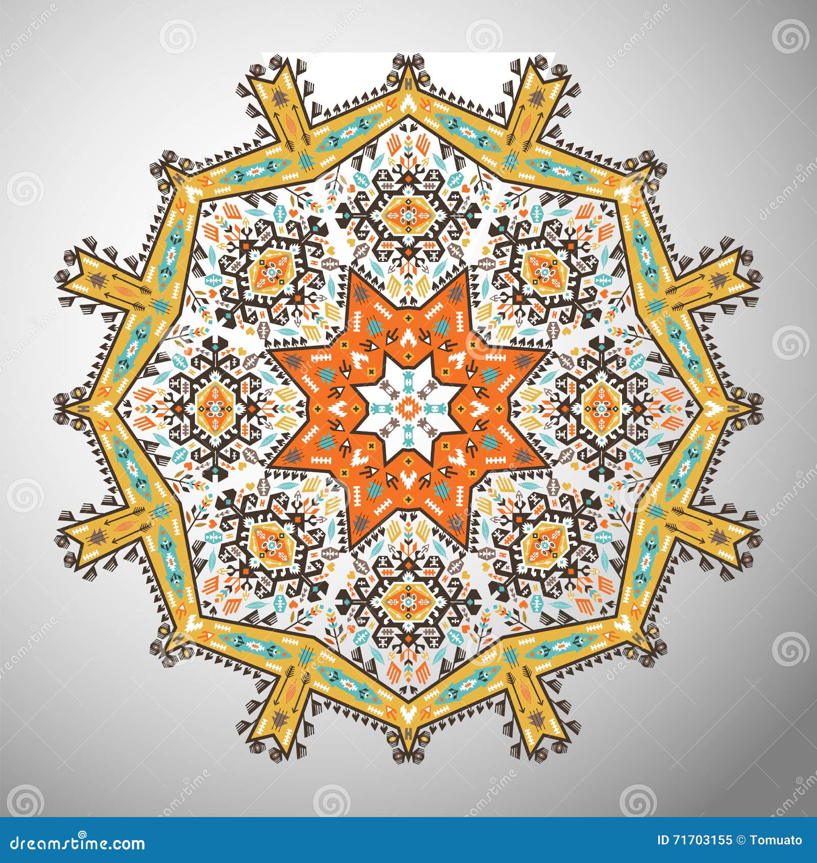 Ornamental Round Colorful Geometric Pattern in Aztec Style Stock Vector ...