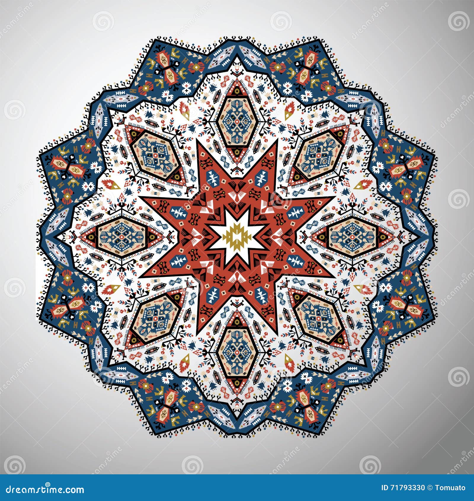 Ornamental Round Colorful Geometric Pattern in Aztec Style Stock Vector ...