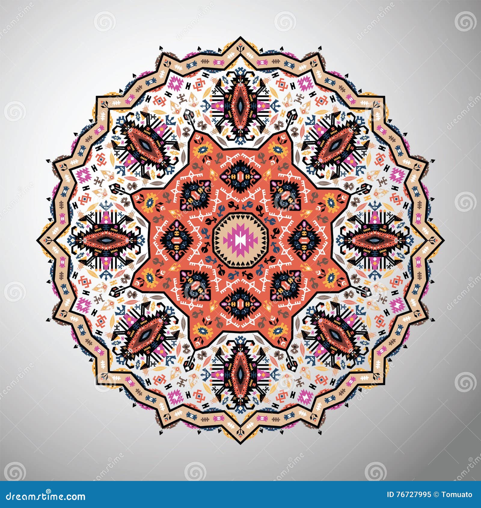 Ornamental Round Colorful Geometric Pattern in Aztec Style Stock Vector ...