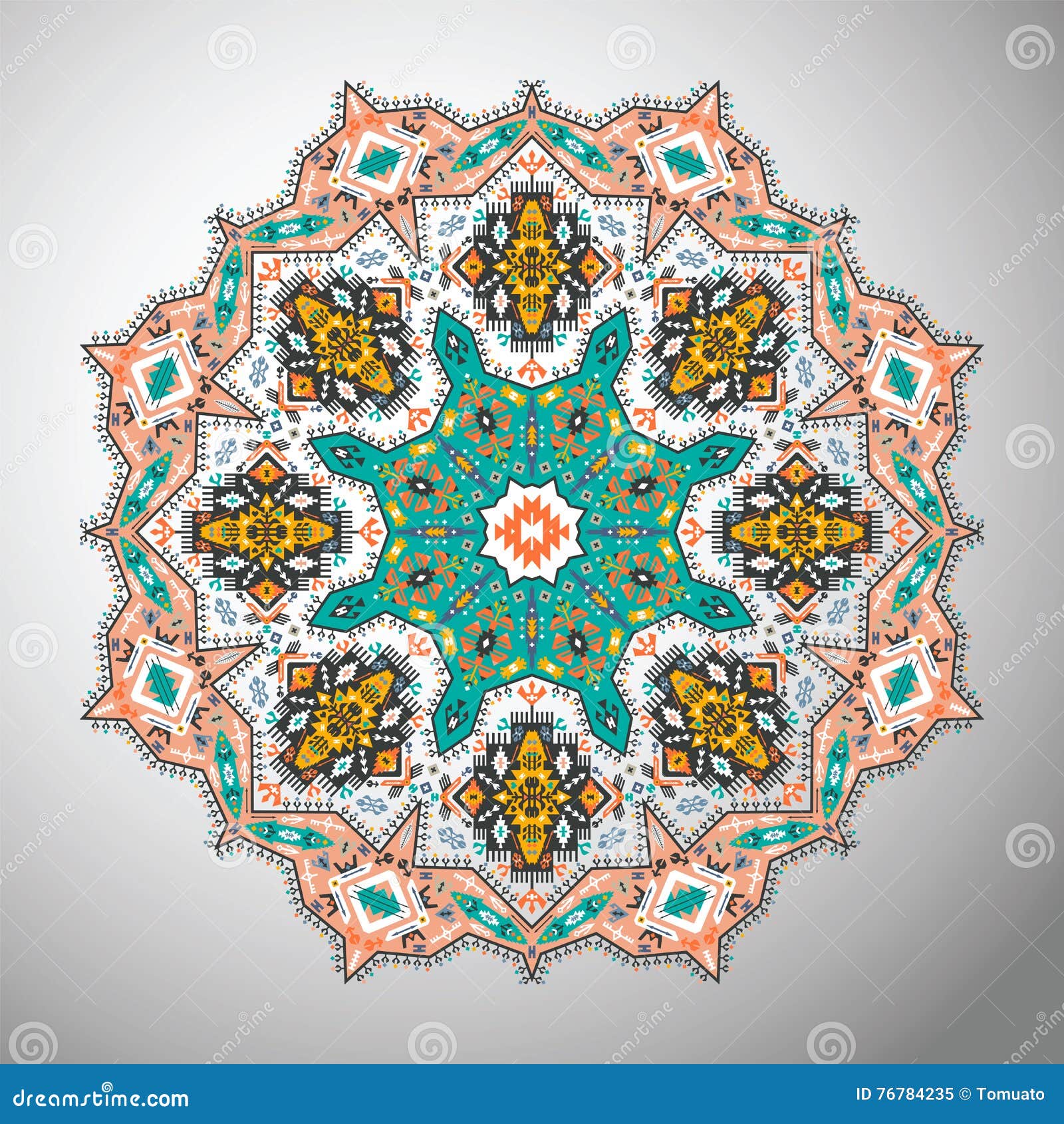 Ornamental Round Colorful Geometric Pattern in Aztec Style Stock Vector ...
