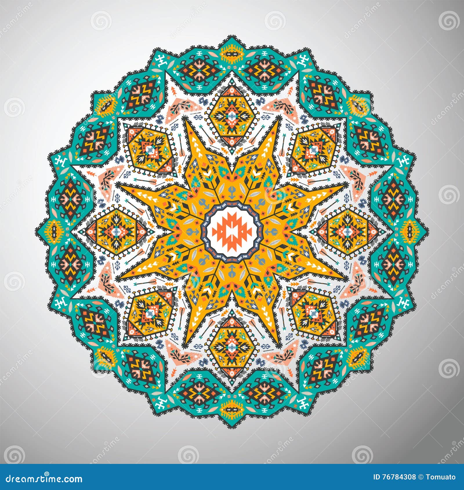 Ornamental Round Colorful Geometric Pattern in Aztec Style Stock Vector ...