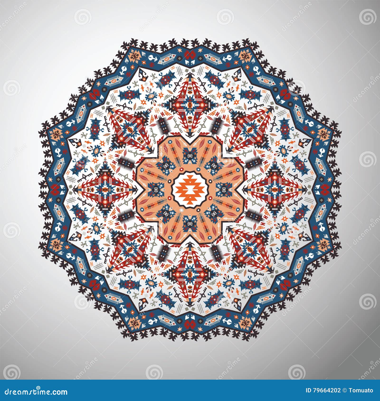 Ornamental Round Colorful Geometric Pattern in Aztec Style Stock Vector ...