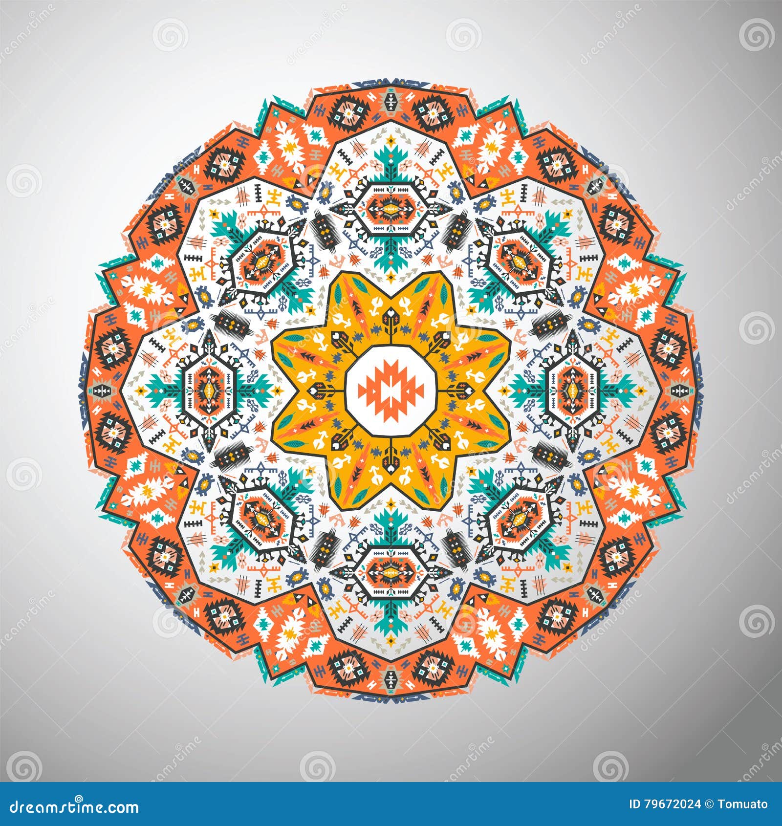 Ornamental Round Colorful Geometric Pattern in Aztec Style Stock Vector ...