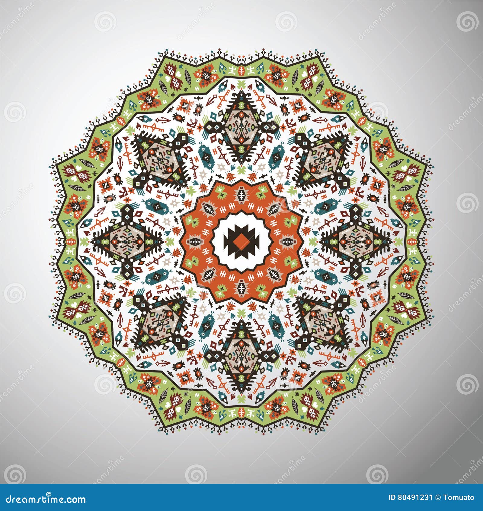 Ornamental Round Colorful Geometric Pattern in Aztec Style Stock Vector ...