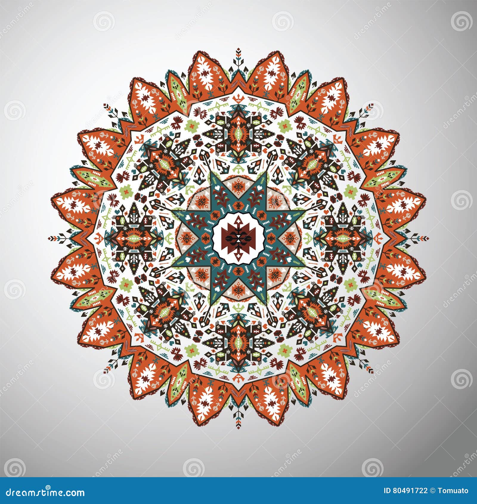 Ornamental Round Colorful Geometric Pattern in Aztec Style Stock Vector ...