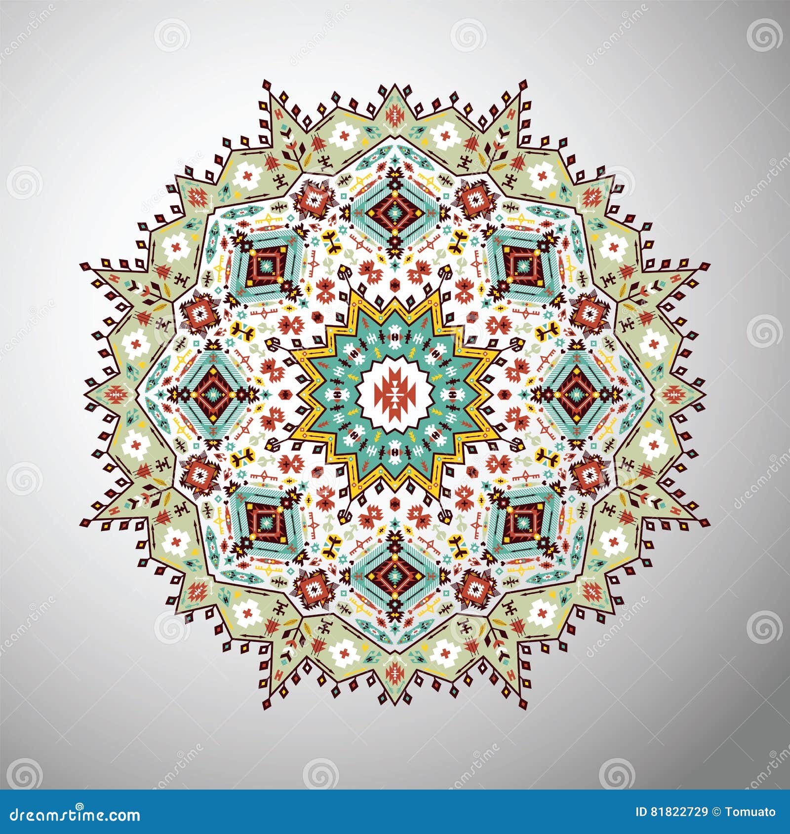 Ornamental Round Colorful Geometric Pattern in Aztec Style Stock Vector ...