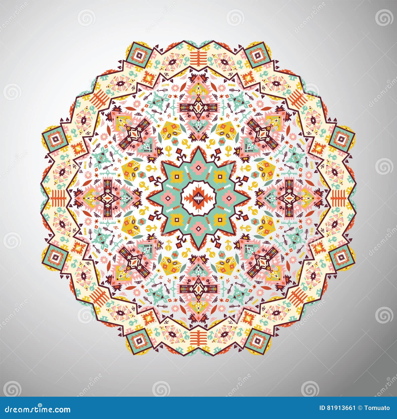 Ornamental Round Colorful Geometric Pattern in Aztec Style Stock Vector ...