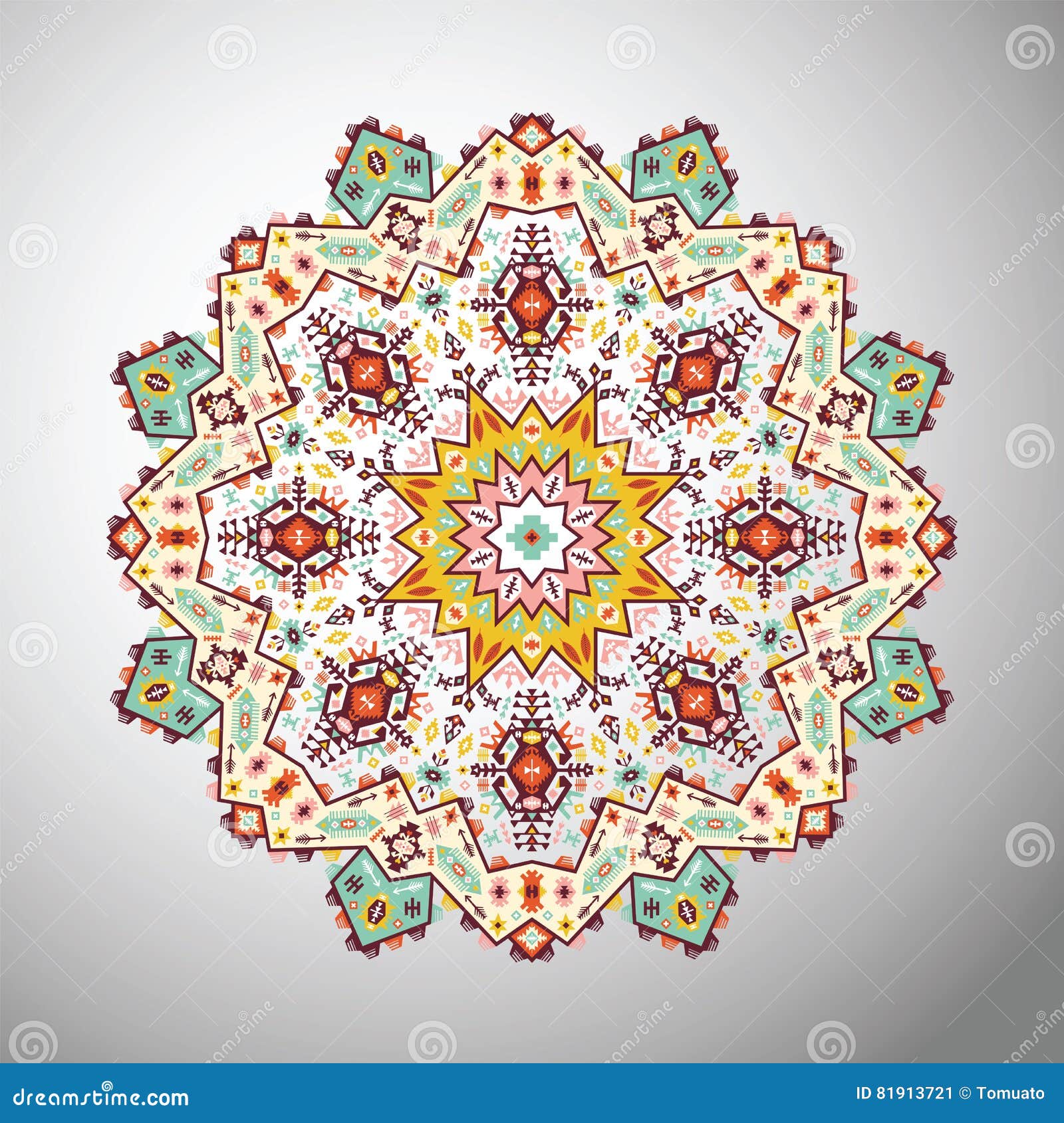 Ornamental Round Colorful Geometric Pattern in Aztec Style Stock Vector ...