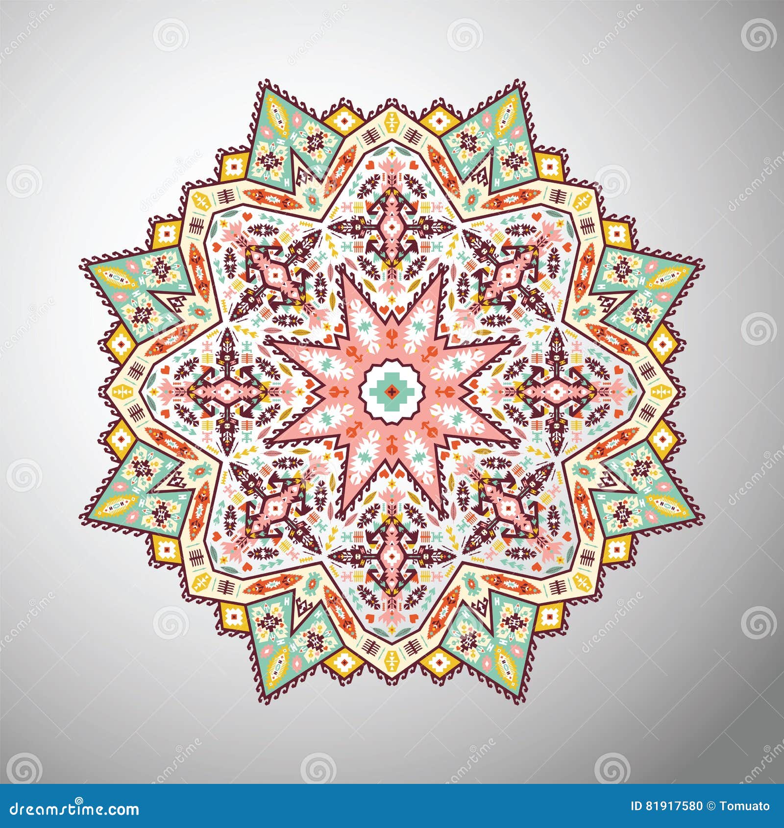 Ornamental Round Colorful Geometric Pattern in Aztec Style Stock Vector ...