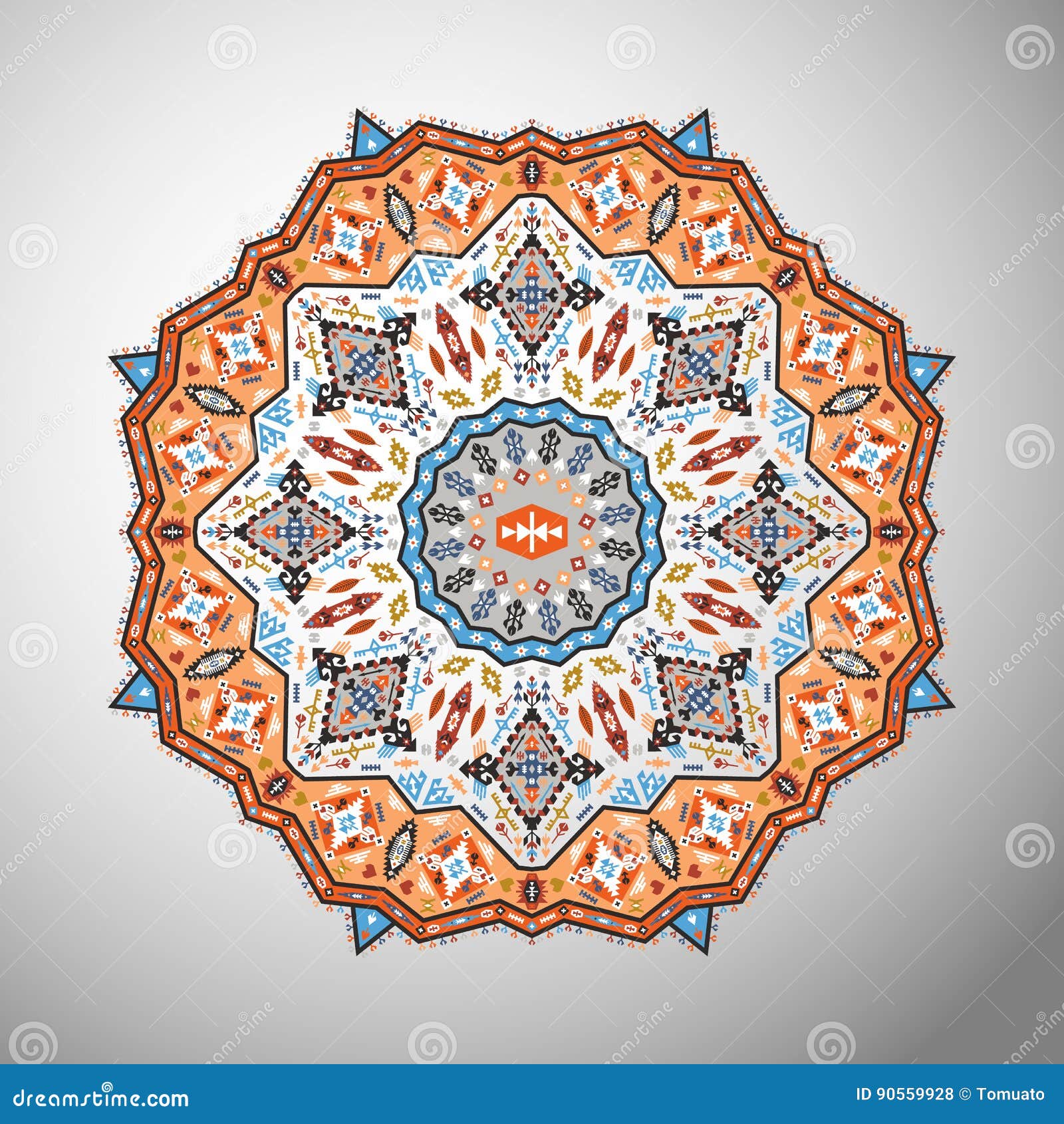 Ornamental Round Colorful Geometric Pattern in Aztec Style Stock Vector ...