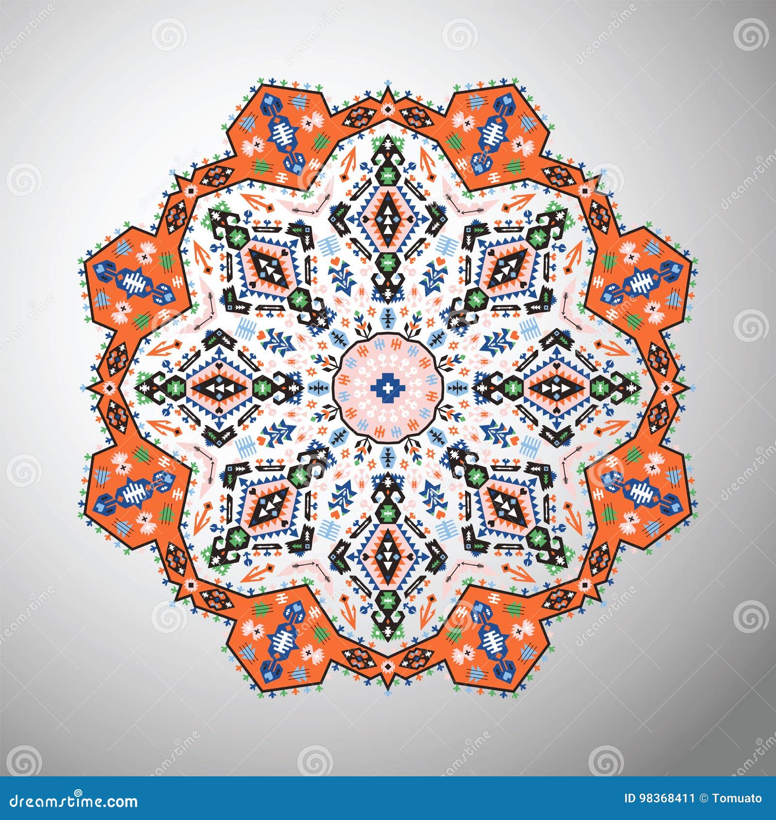 Ornamental Round Colorful Geometric Pattern in Aztec Style Stock Vector ...