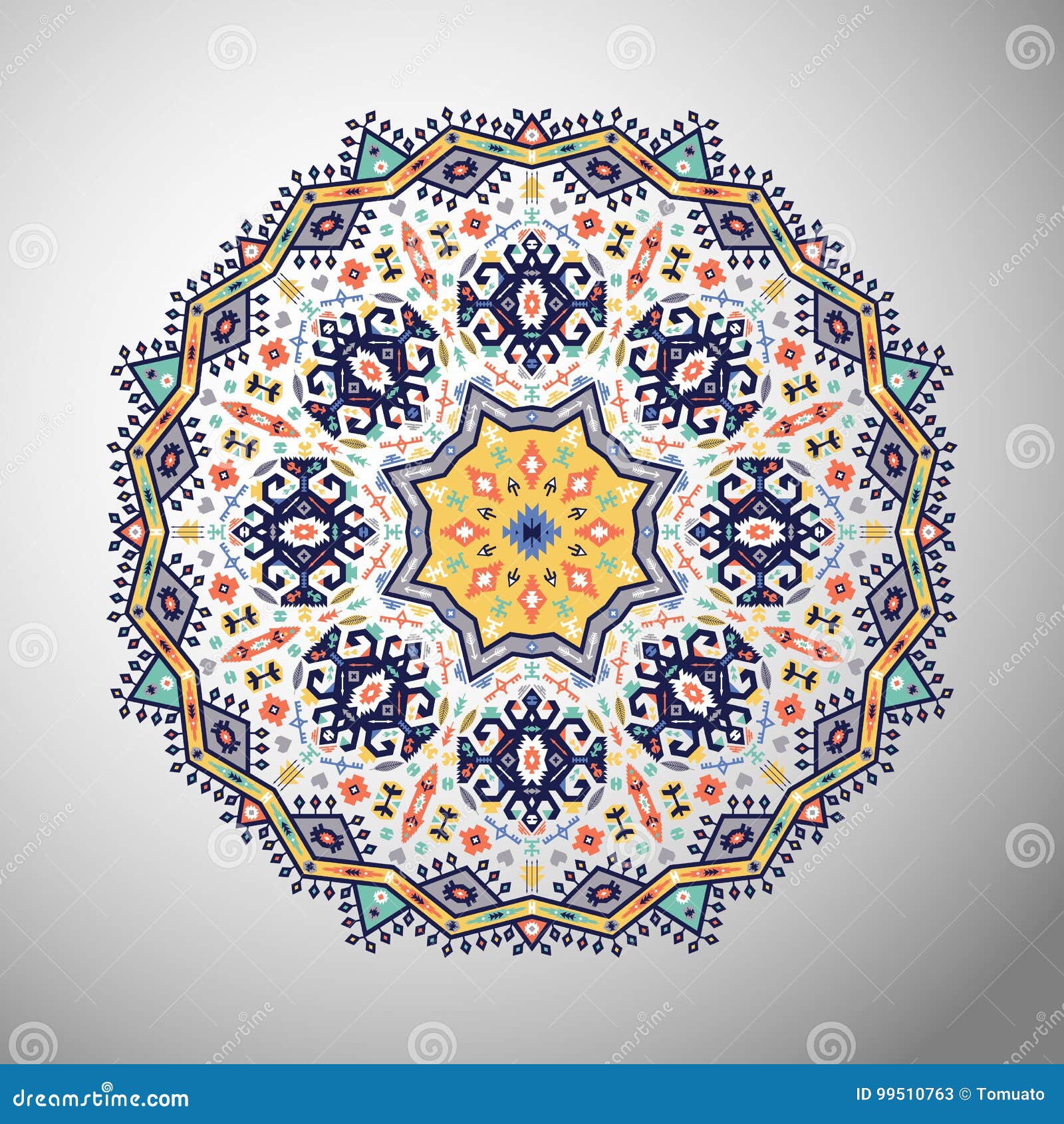 Ornamental Round Colorful Geometric Pattern in Aztec Style Stock Vector ...