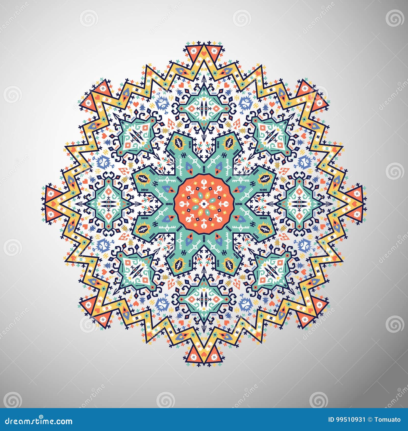 Ornamental Round Colorful Geometric Pattern in Aztec Style Stock Vector ...