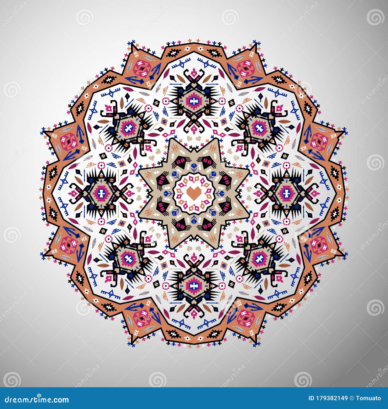 Ornamental Round Colorful Geometric Pattern in Aztec Style Stock Vector ...