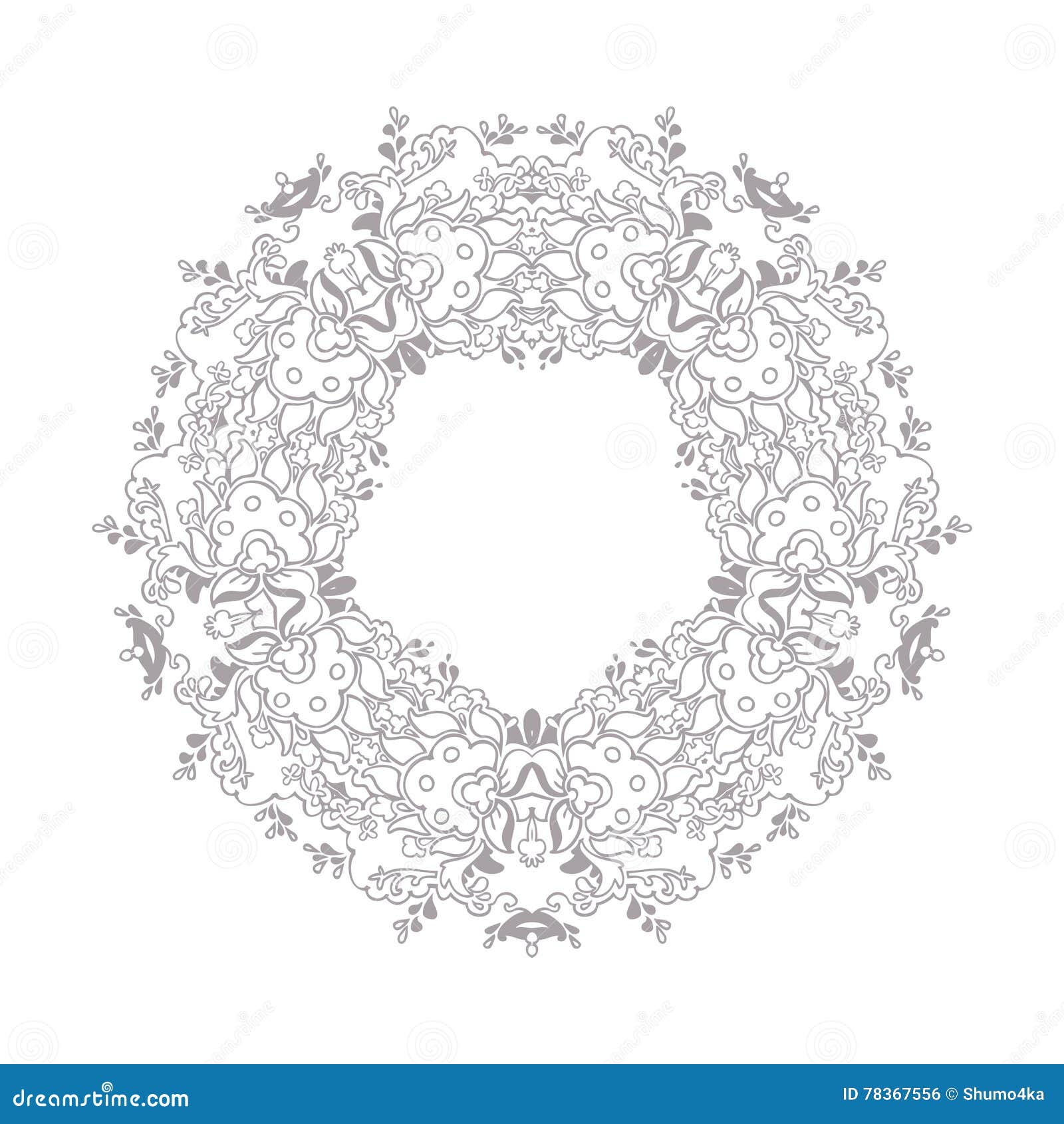 Ornamental Round Floral Pattern. Decorative Line Art Frame for Design ...