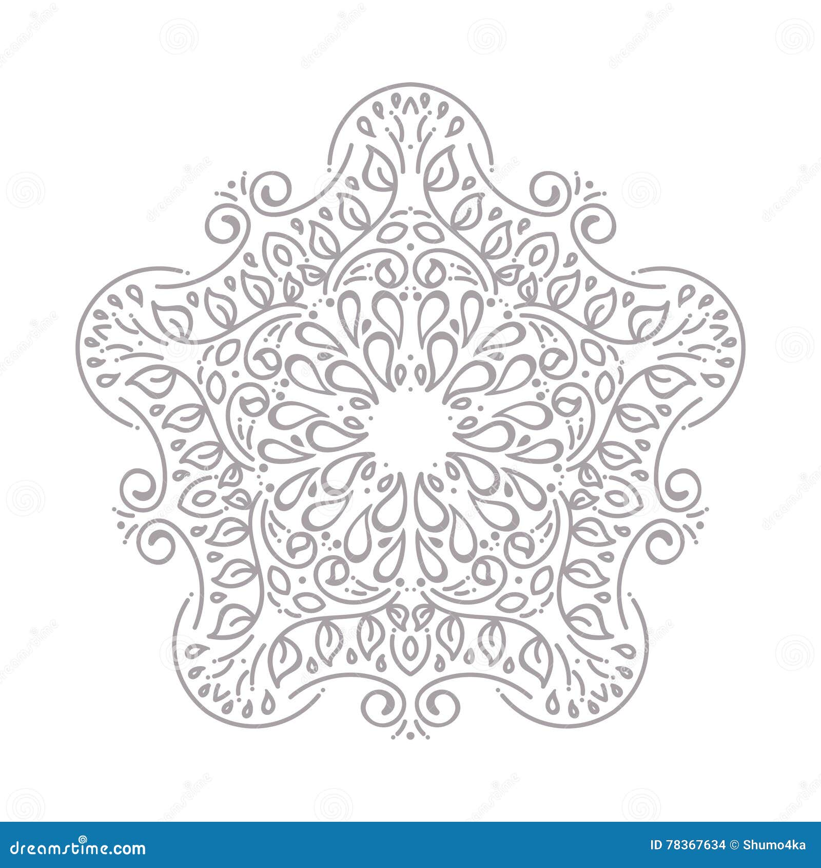 Ornamental Round Floral Pattern. Decorative Line Art Frame for Design ...