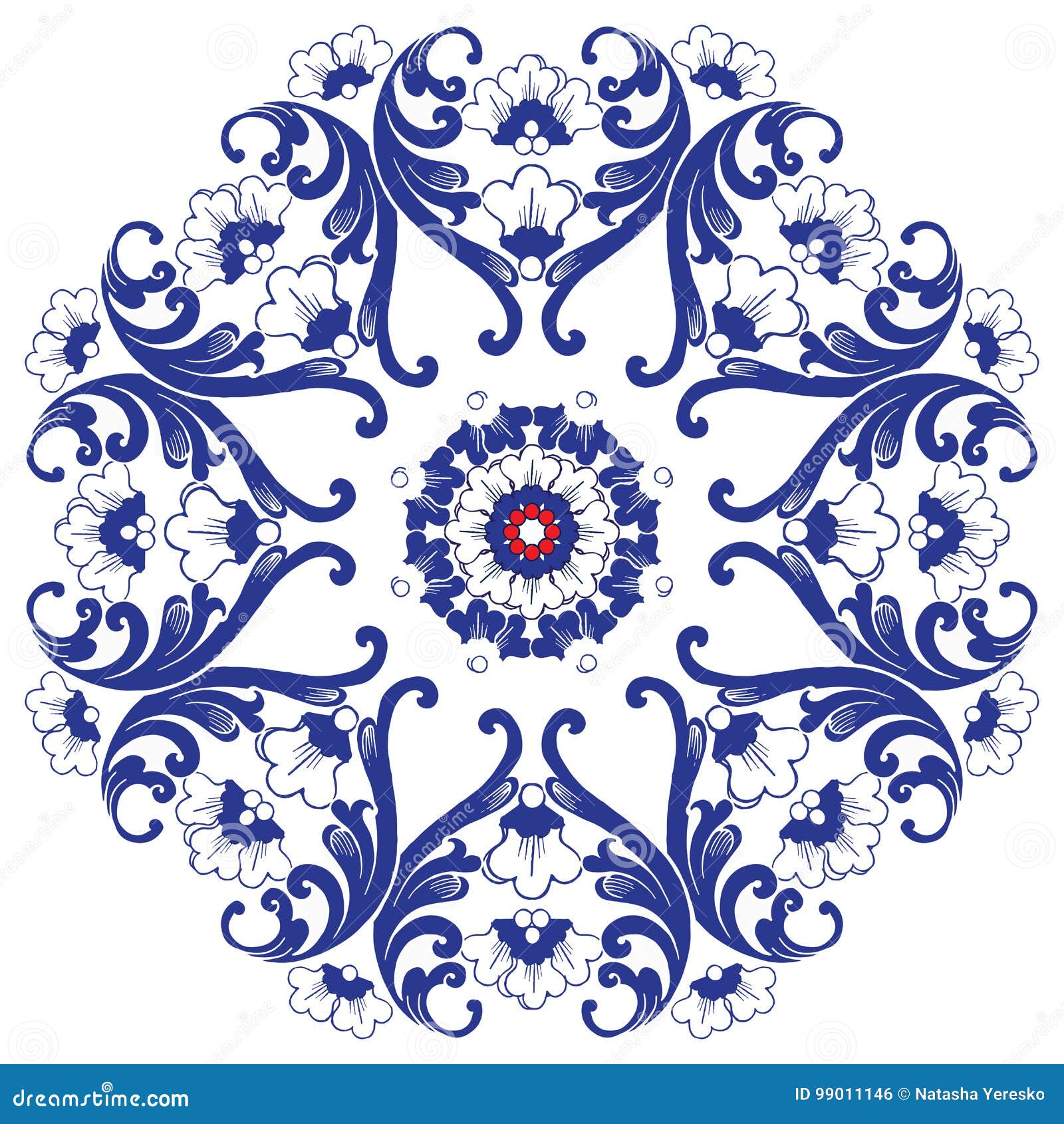 Ornamental Round Floral Pattern Stock Vector - Illustration of design ...