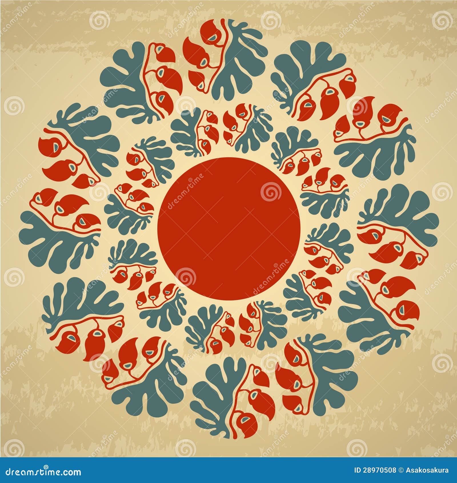 Ornamental Round Floral Pattern with Text Frame Stock Illustration ...