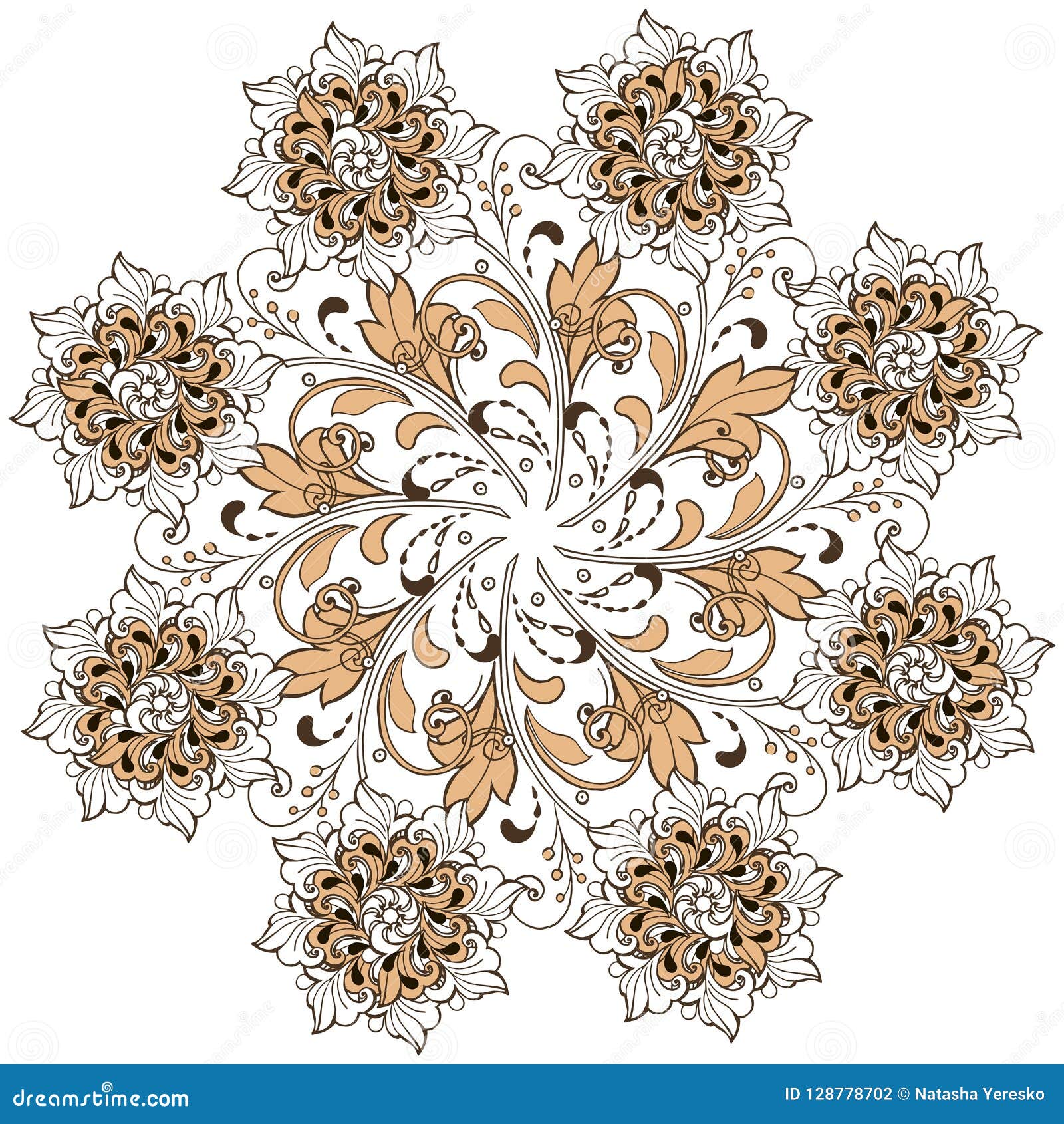 Ornamental Round Floral Pattern. Stock Vector - Illustration of ...