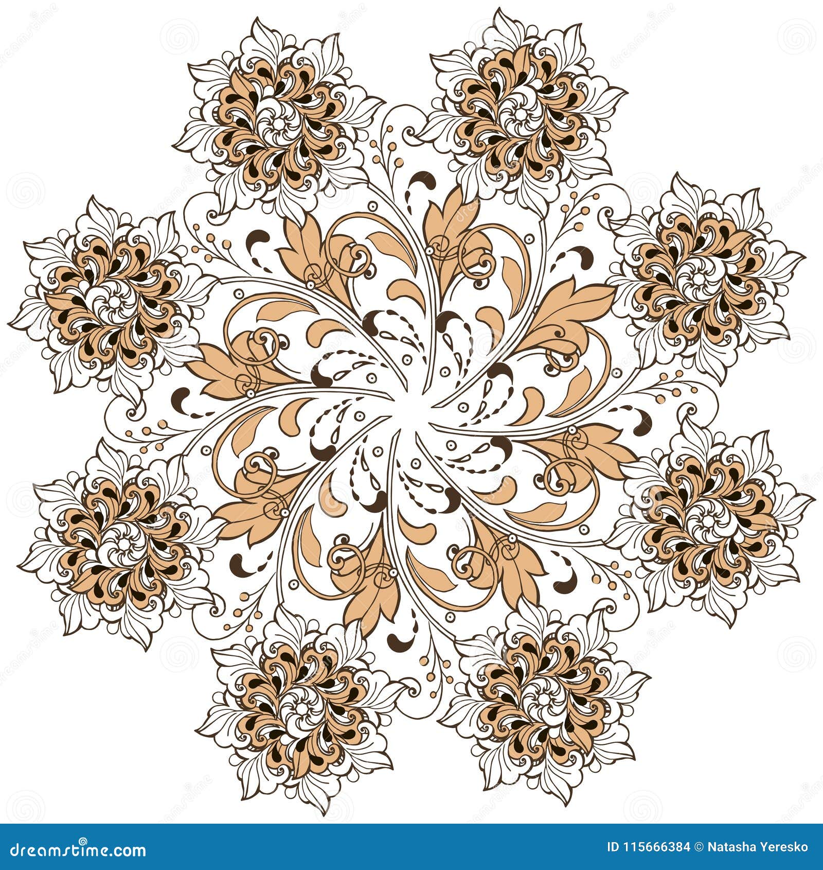 Ornamental Round Floral Pattern on a White Background.. Stock Vector ...