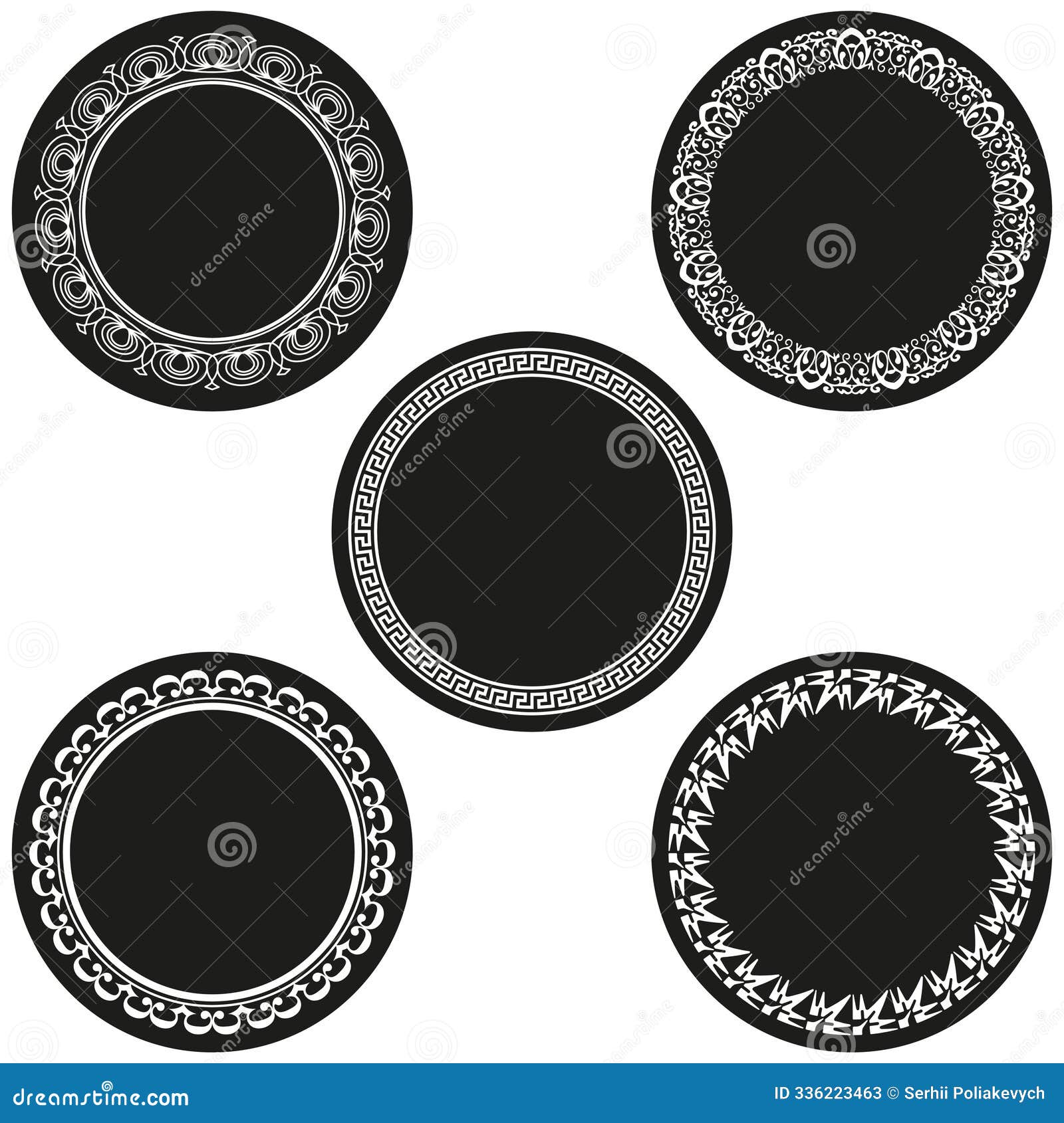 Ornamental Round Frames. Decorative Circular Borders. Classic Pattern ...