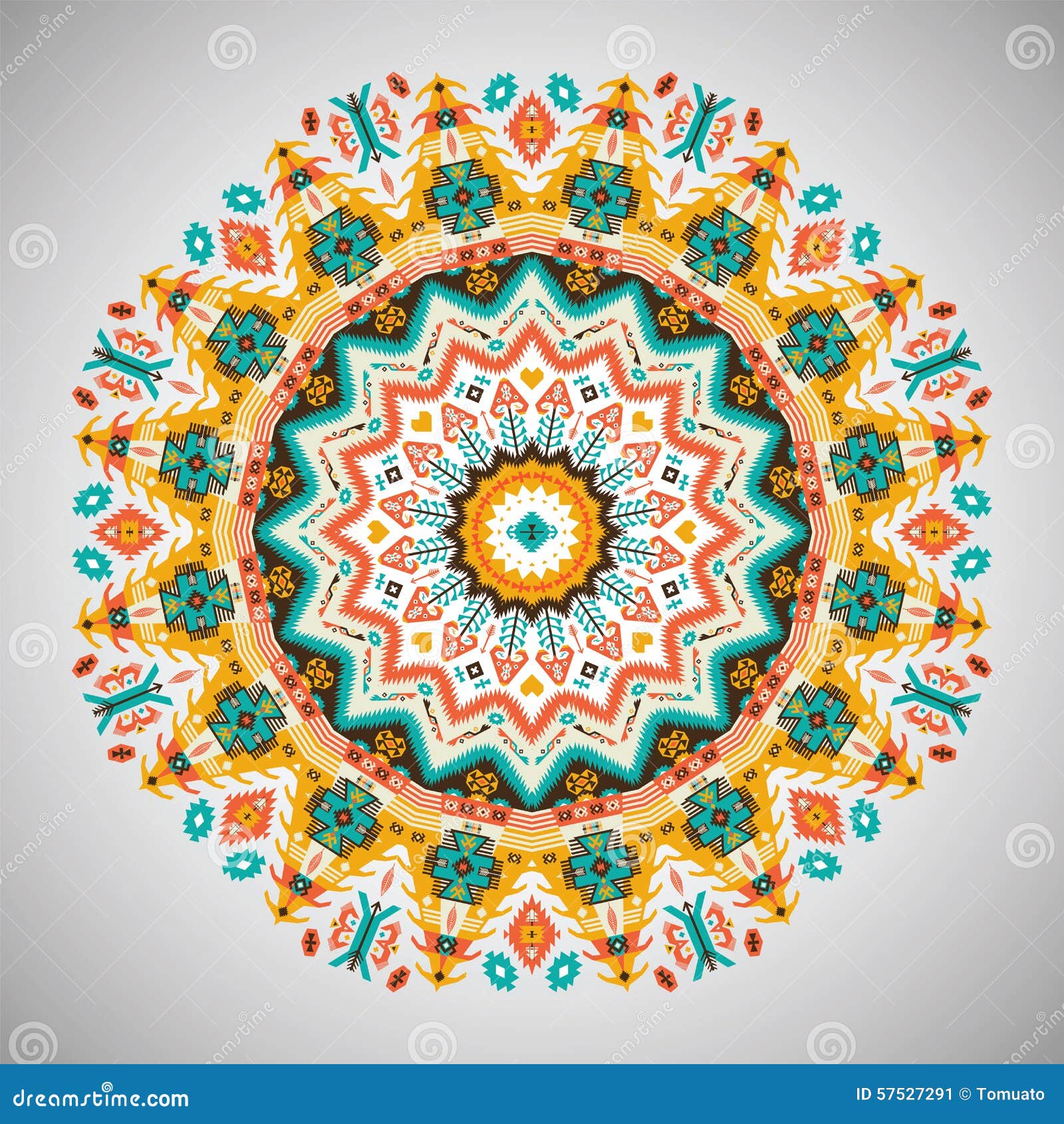 Ornamental Round Geometric Pattern in Aztec Style Stock Vector ...