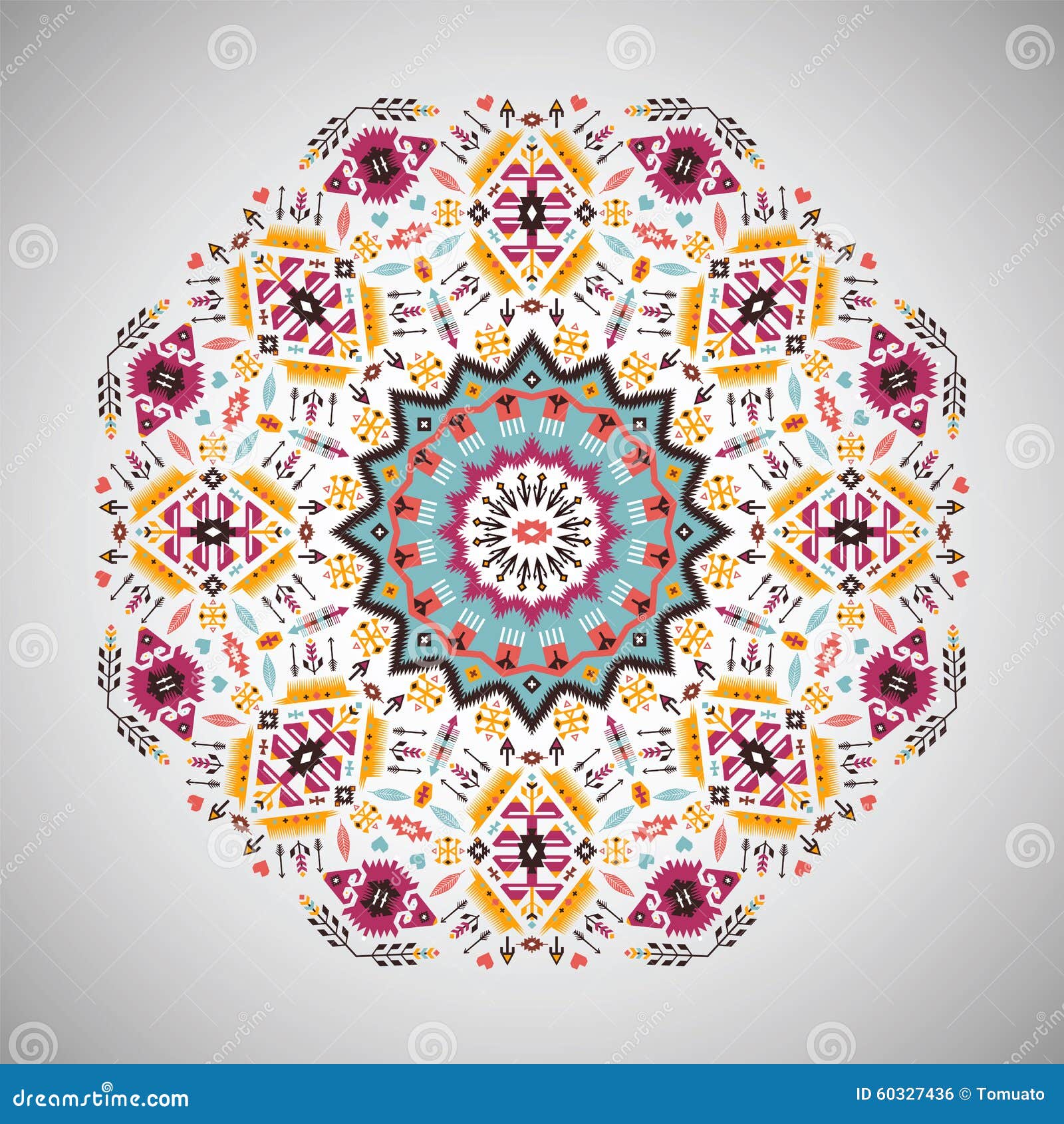 Ornamental Round Geometric Pattern in Aztec Style Stock Vector ...