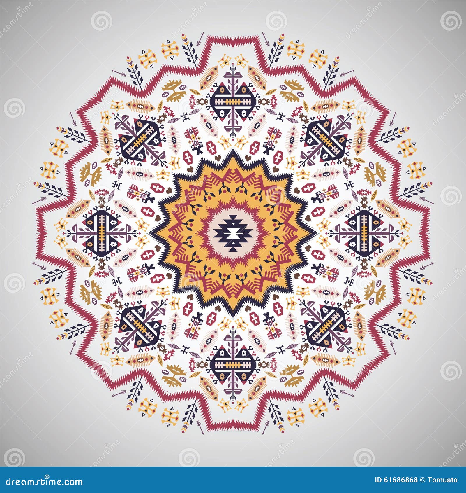 Ornamental Round Geometric Pattern in Aztec Style Stock Vector ...