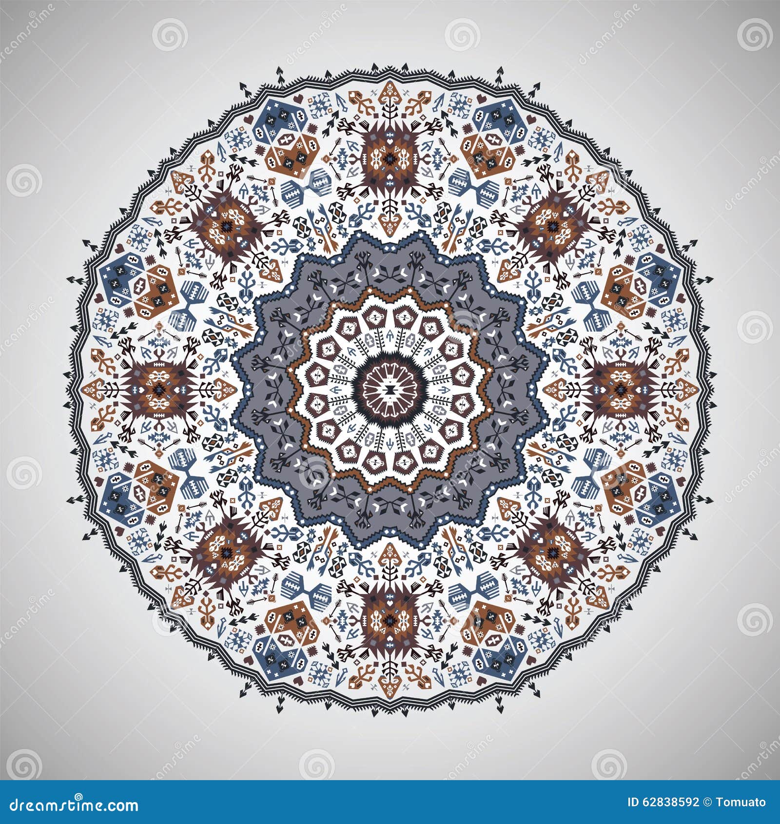 Ornamental Round Geometric Pattern in Aztec Style Stock Vector ...
