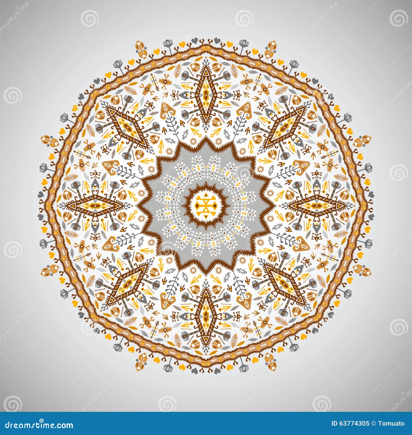 Ornamental Round Geometric Pattern in Aztec Style Stock Vector ...