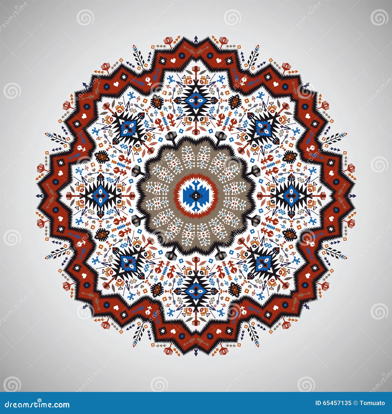 Ornamental Round Geometric Pattern in Aztec Style Stock Vector ...