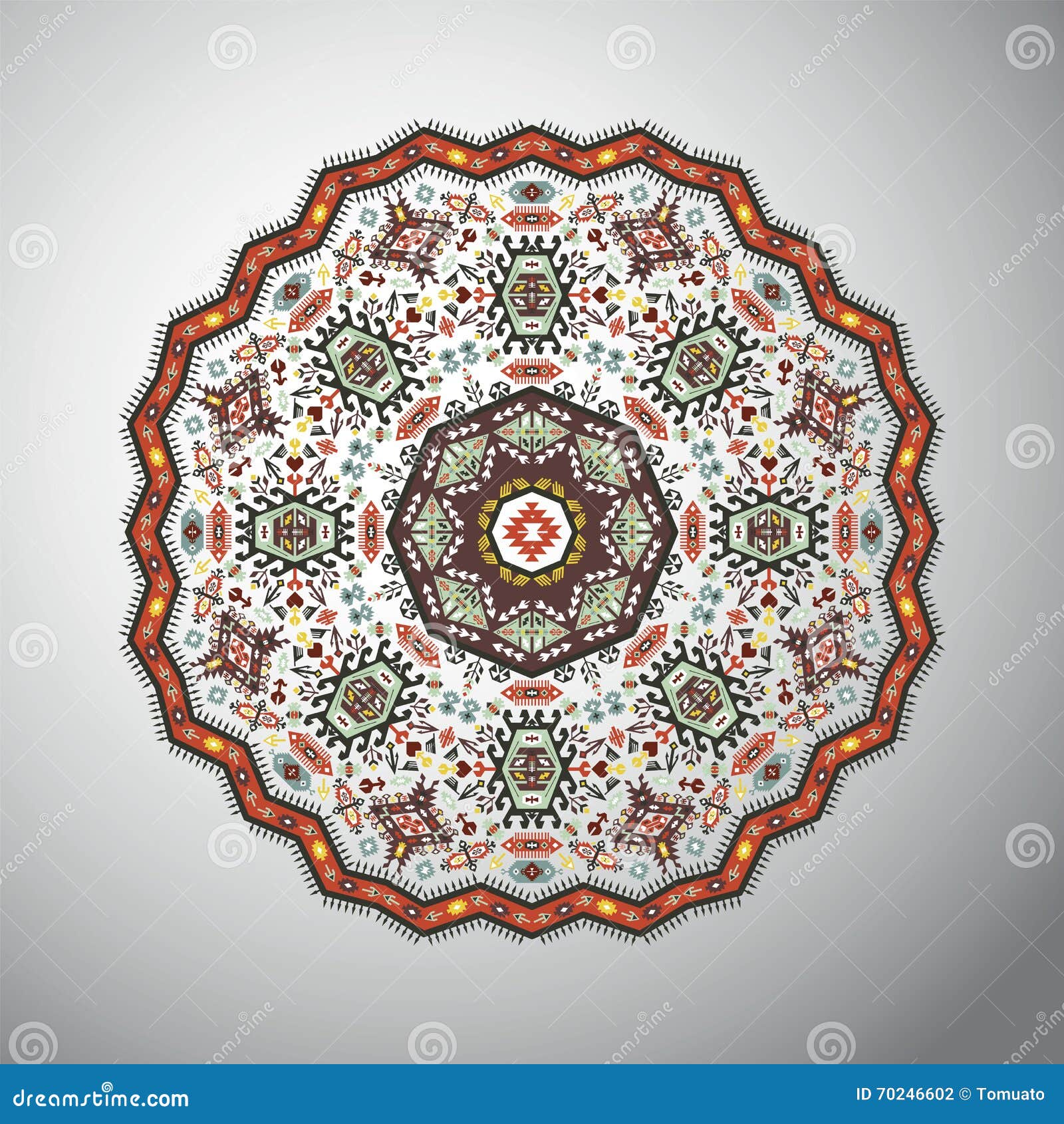 Ornamental Round Geometric Pattern in Latin American Style Stock Vector ...