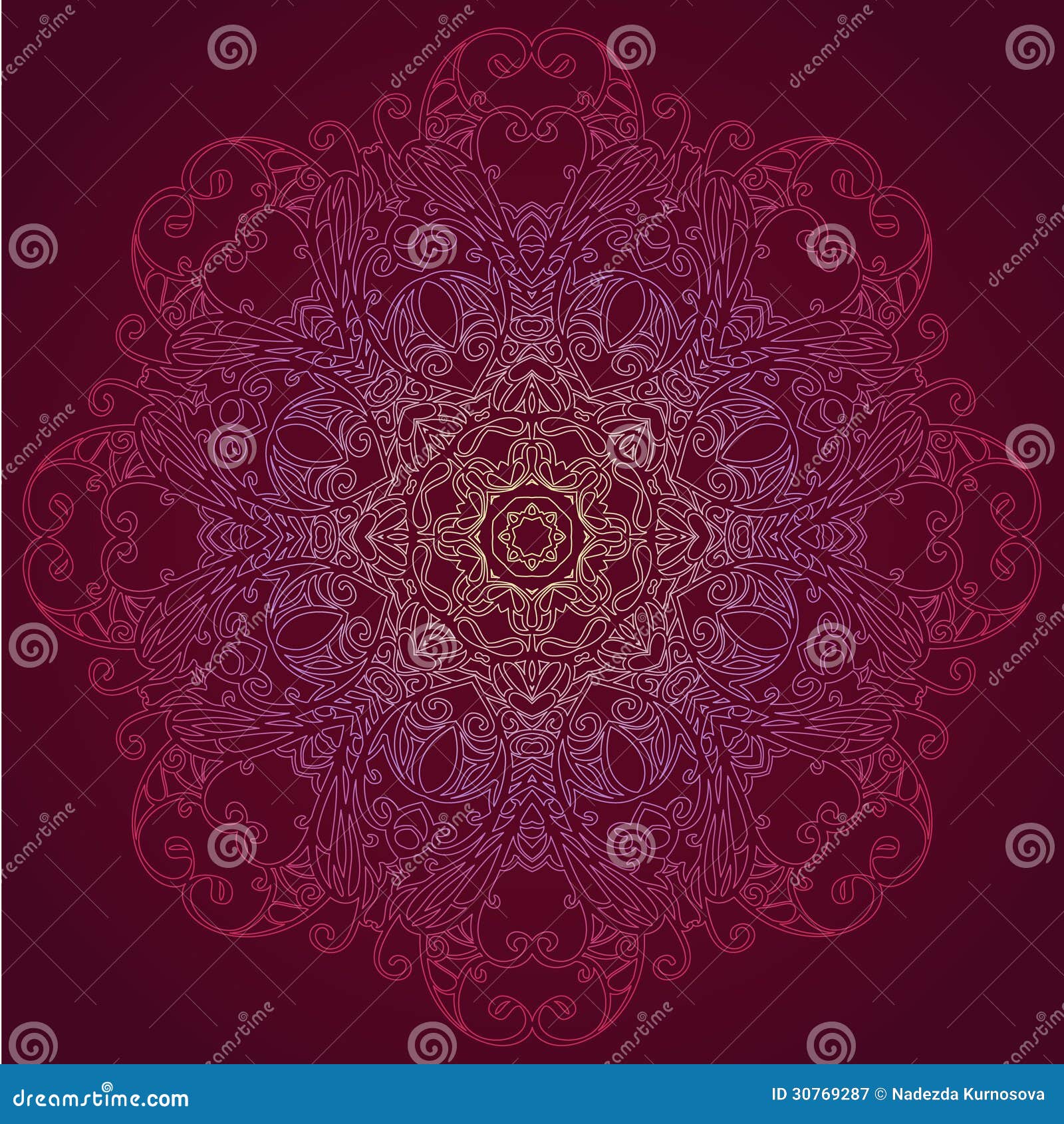Ornamental Round Lace Floral Pattern Stock Vector - Illustration of ...