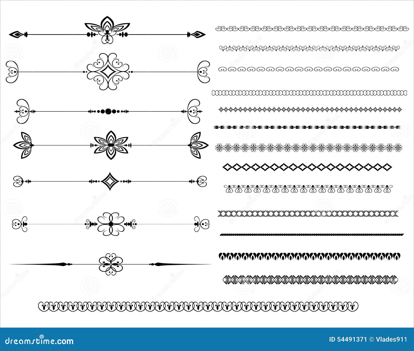 Ornamental Rule Lines in Different Design Stock Vector - Illustration ...